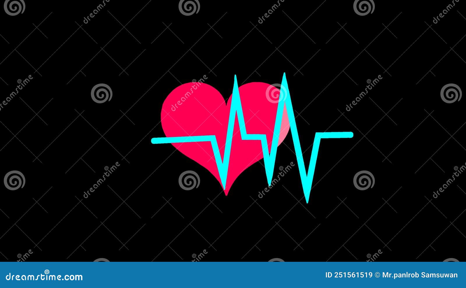 Heart Wave Pattern on Black Background. Stock Illustration ...