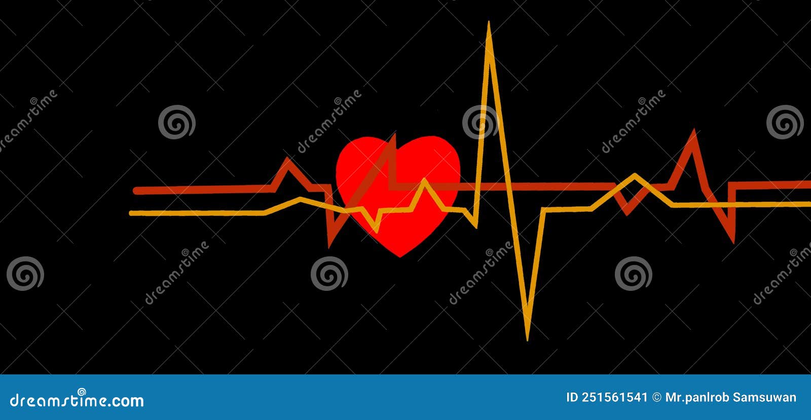 Heart Wave Pattern on Black Background. Stock Illustration ...