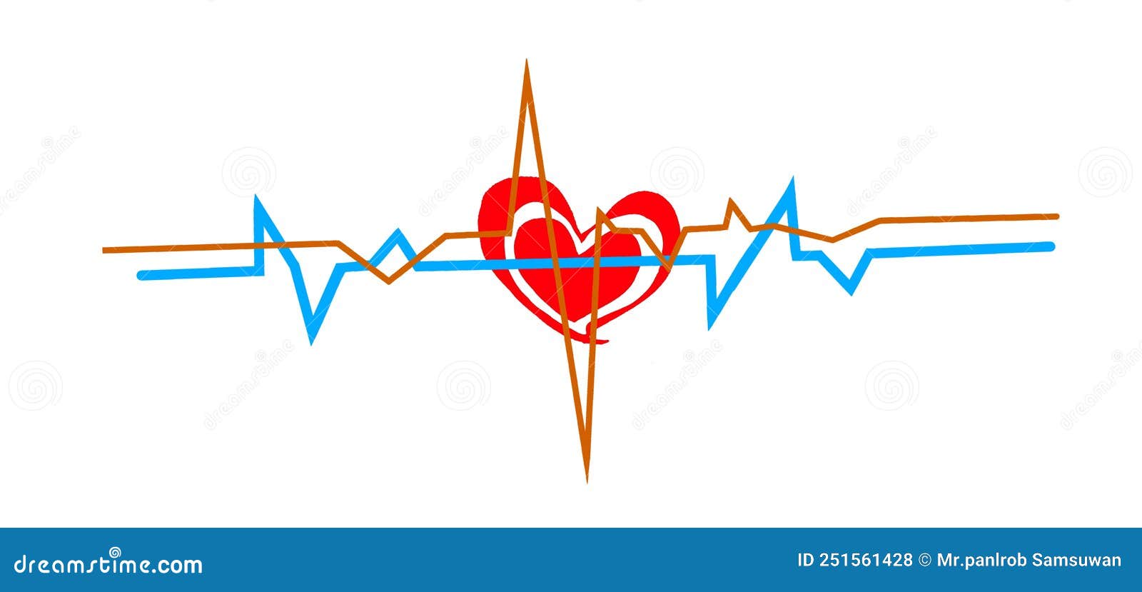 Heart Wave Pattern on White Background. Stock Illustration ...