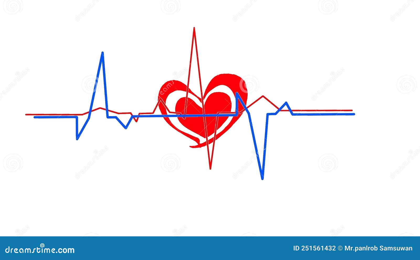 Heart Wave Pattern on White Background. Stock Illustration ...