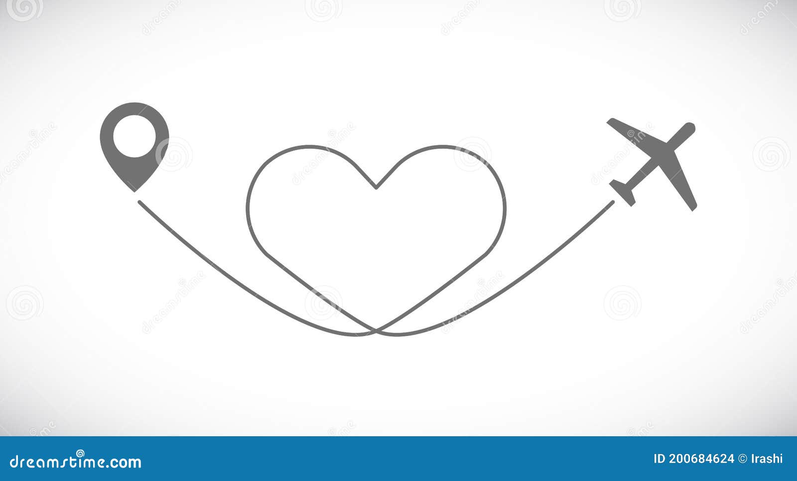 Heart way with plane stock vector. Illustration of love - 200684624