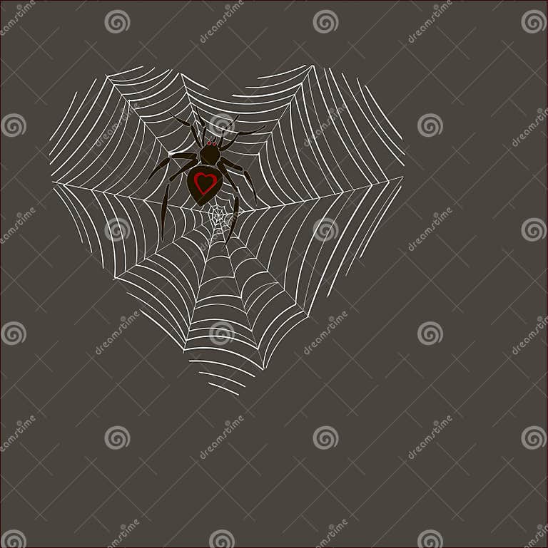 Heart from the Web with a Spider in the Middle Stock Vector ...
