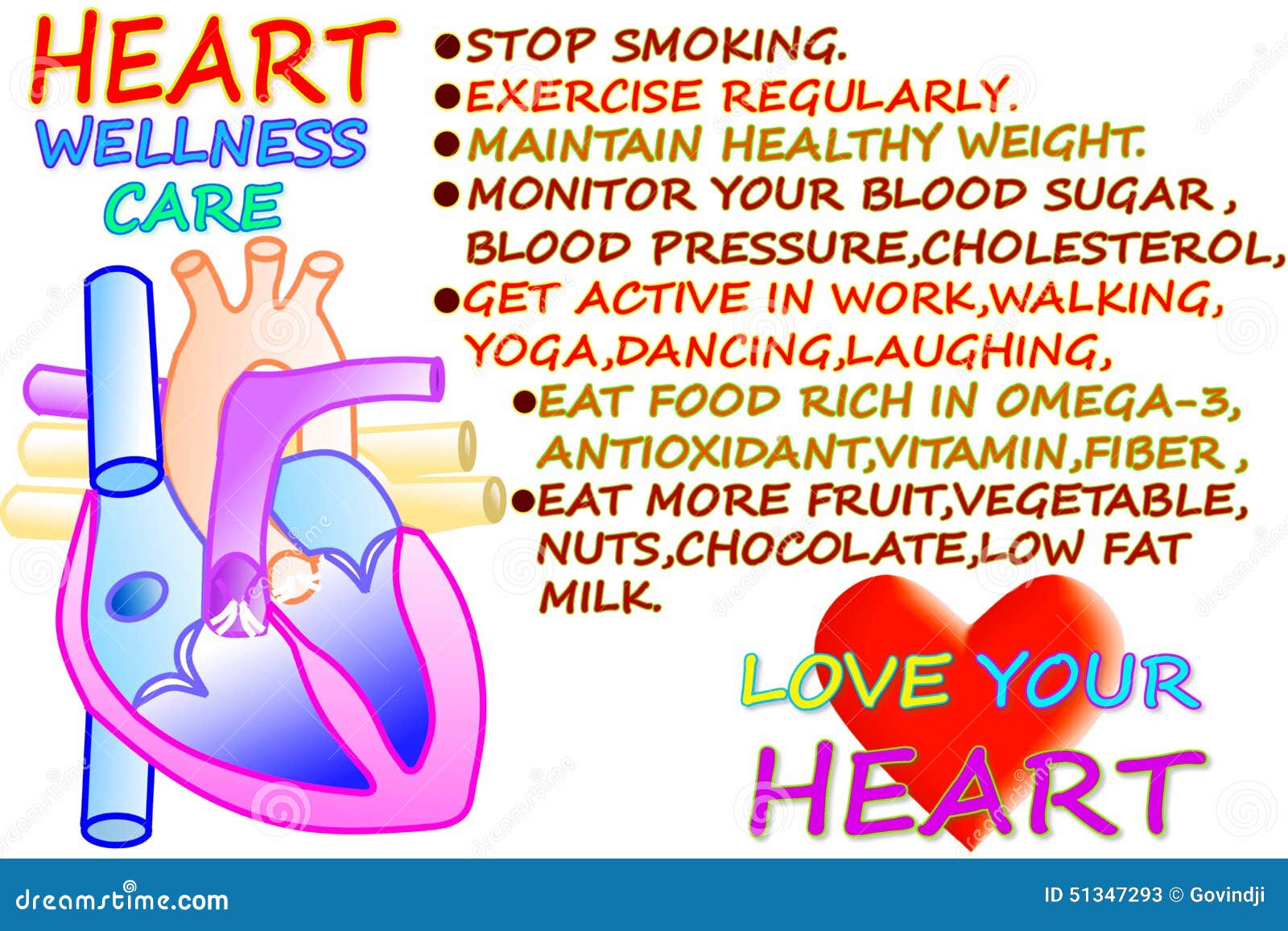 Heart Wellness Care Related Words in White Background Stock ...