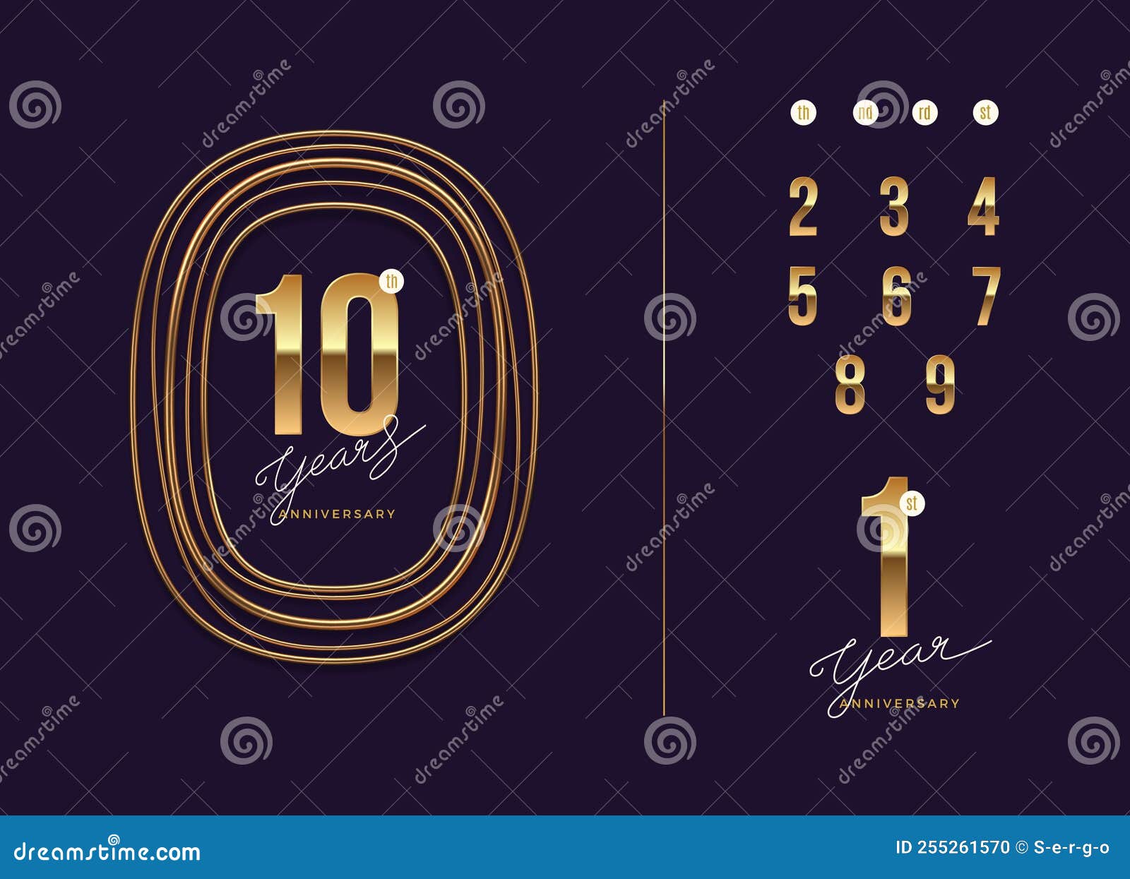 Anniversary Golden Logo With Realistic 3d Golden Frame. There Is ...