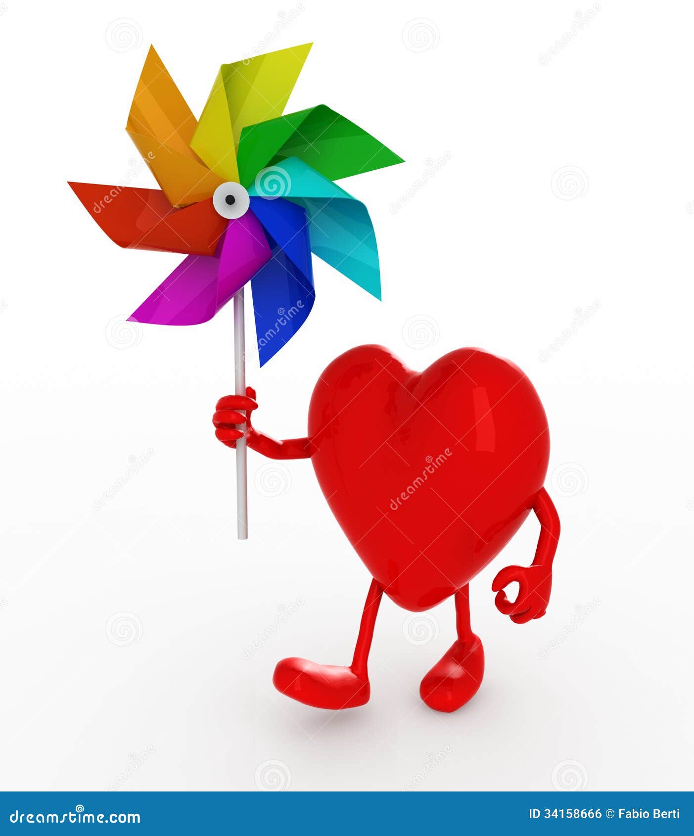 Heart with Windmill Rainbow Colored Ilustração Stock - Ilustração de ...