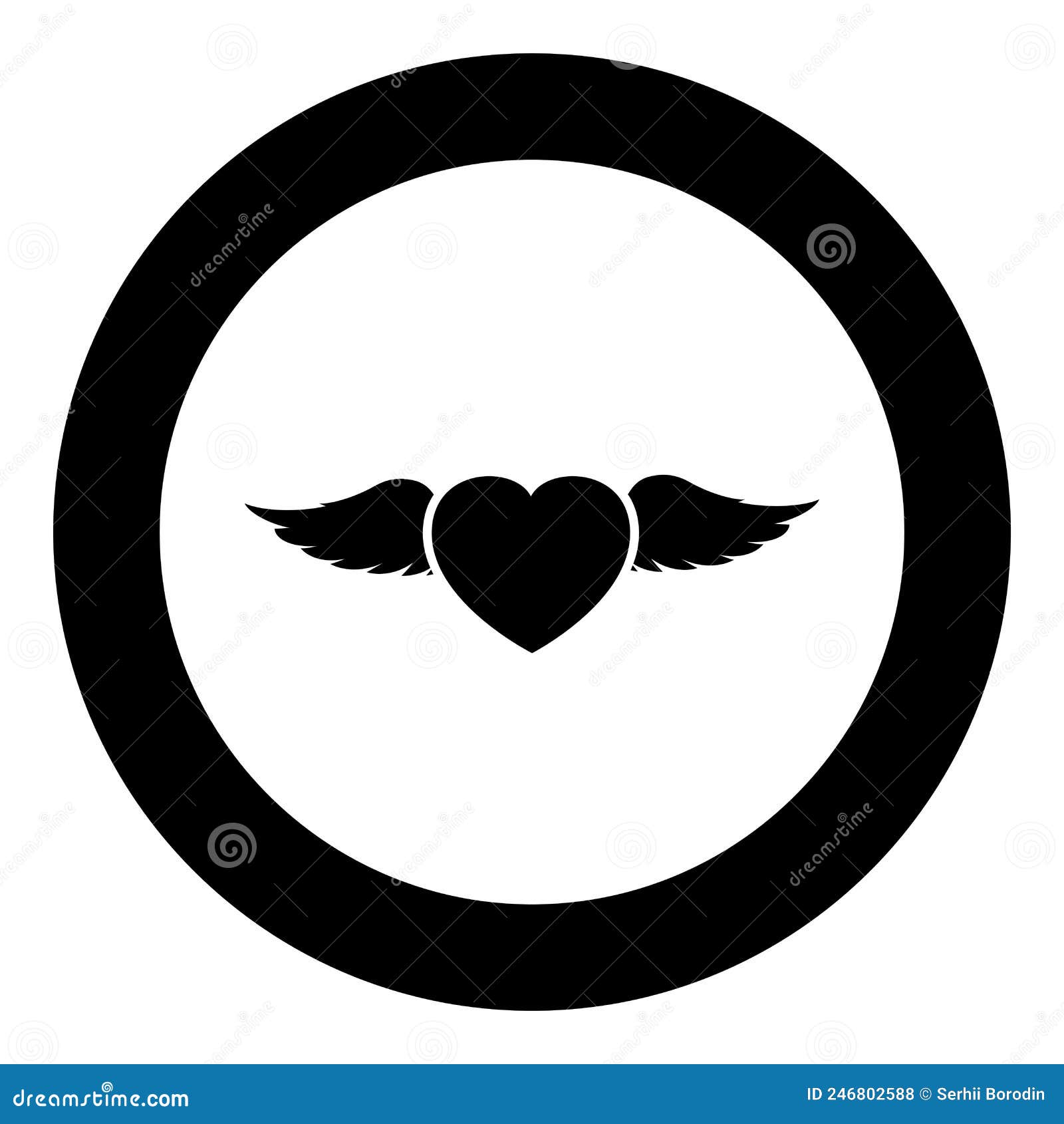 Heart with Wing Icon in Circle Round Black Color Vector Illustration ...