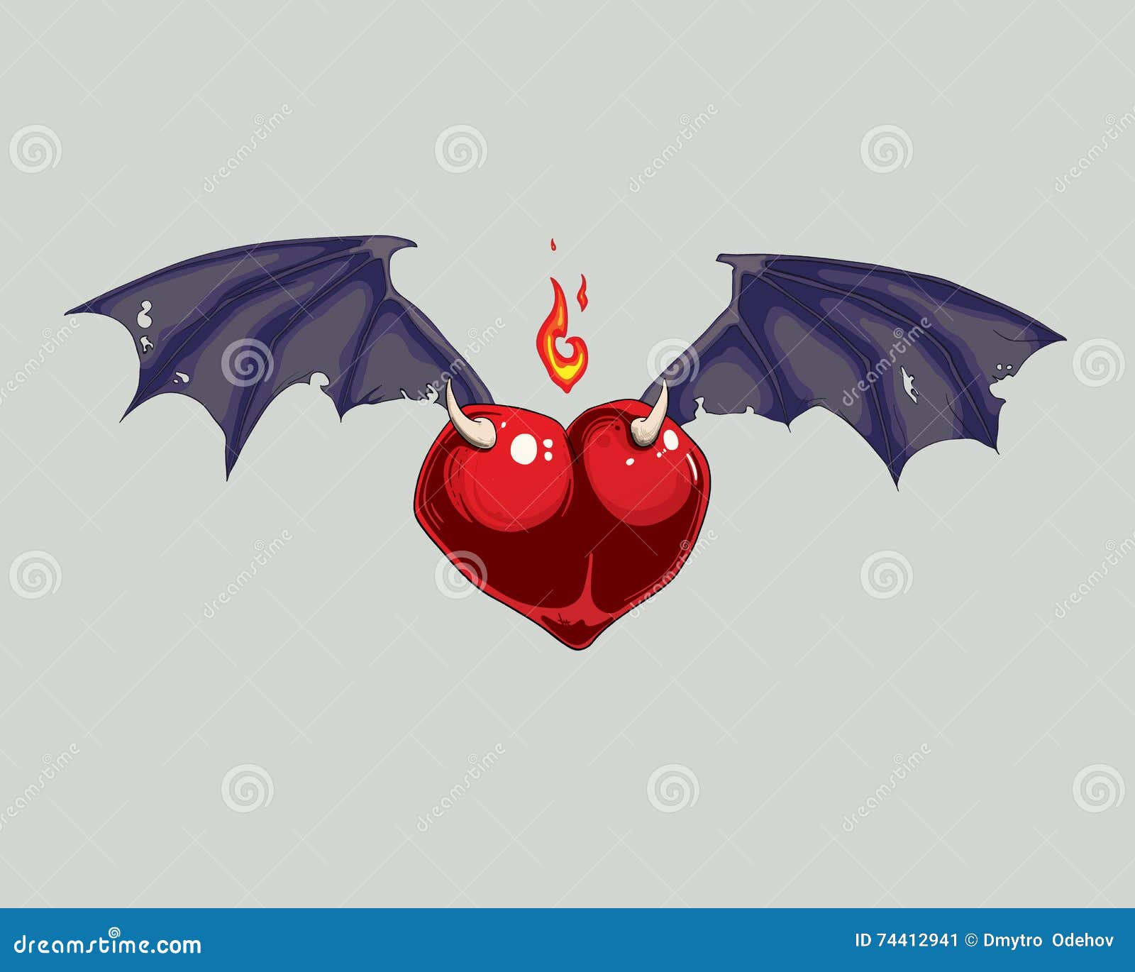 Heart with wings bat stock vector. Illustration of love - 74412941