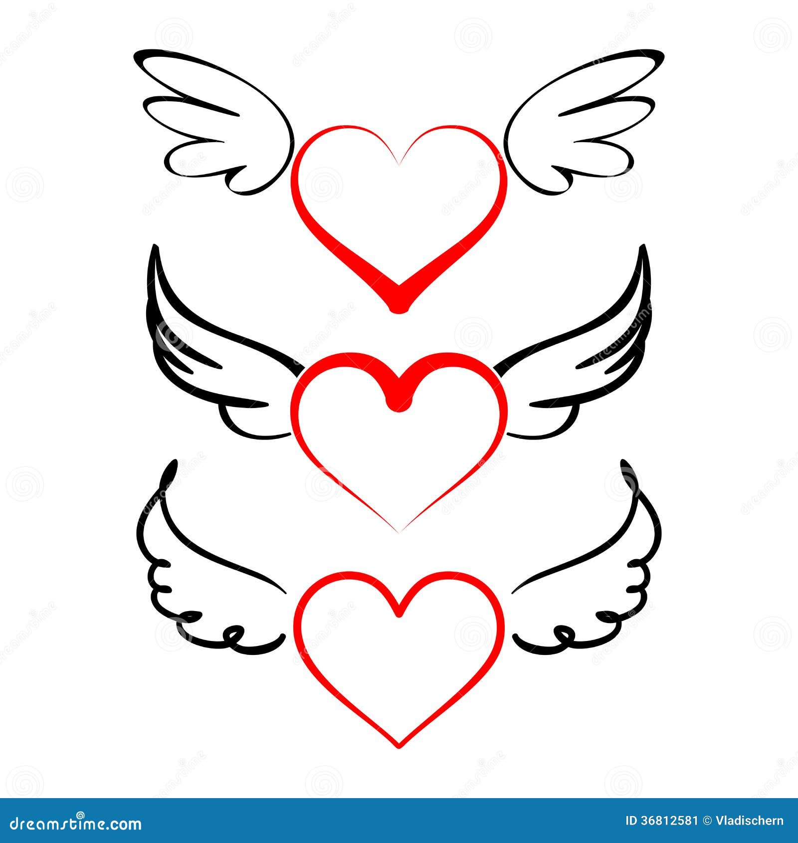 Heart with Wings Collection Vector Stock Vector - Illustration of ...