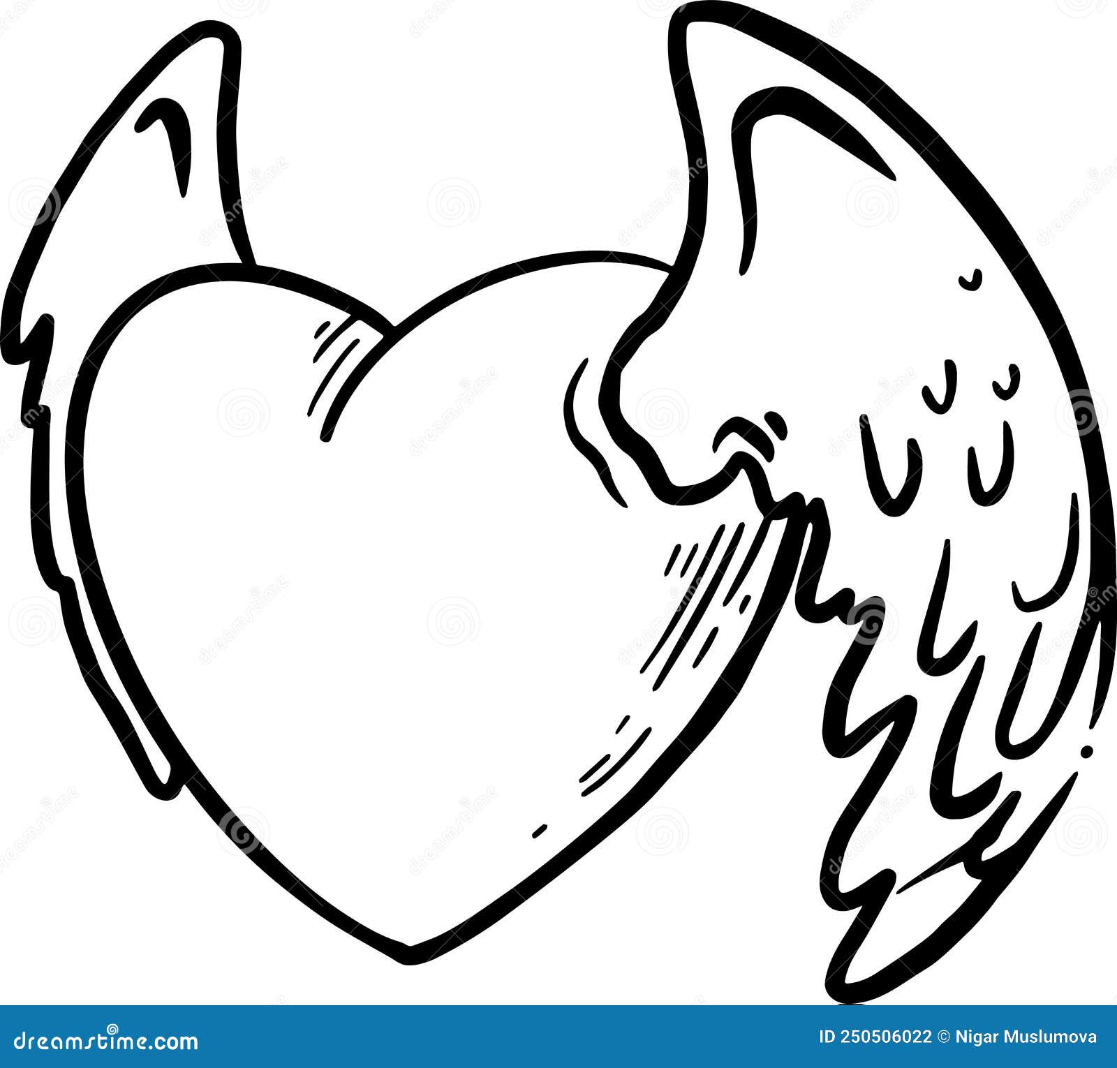 Heart, Wings, Hand Draw Line Vector Illustration Stock Vector ...