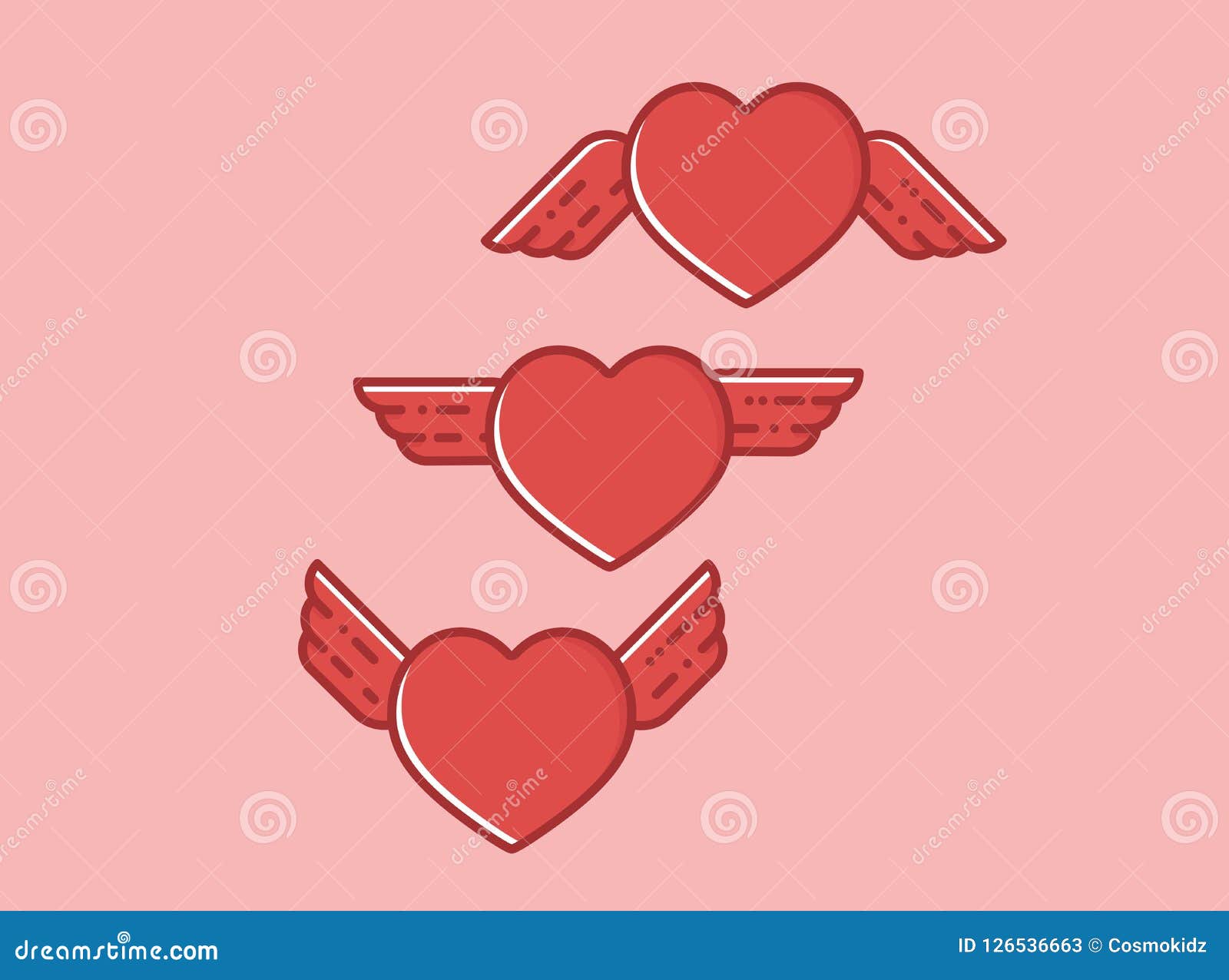 Heart with Wings Vector Icons, Flat Line Design Style Signs Set Stock ...