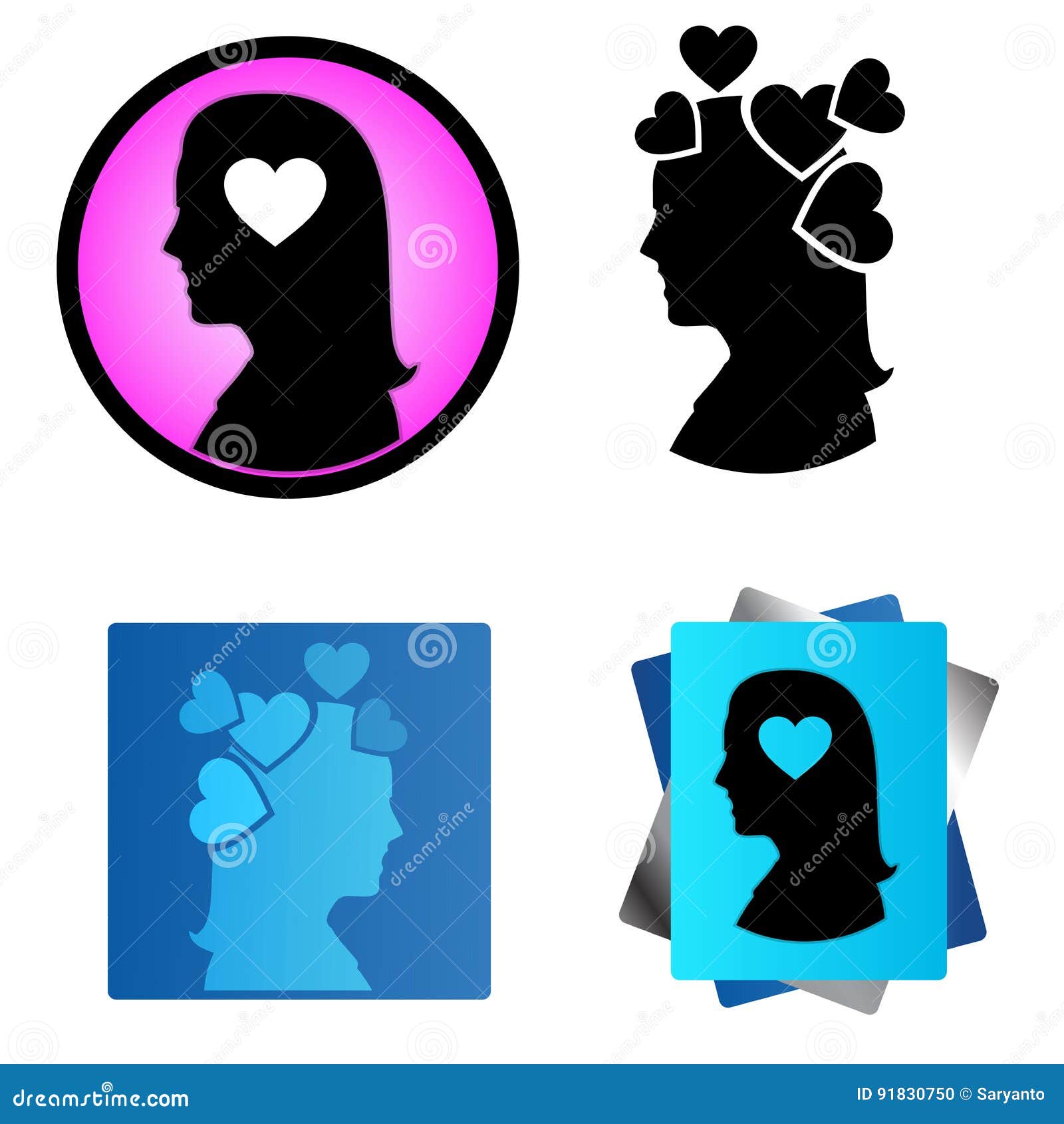 Heart of the woman mind stock vector. Illustration of concept - 91830750