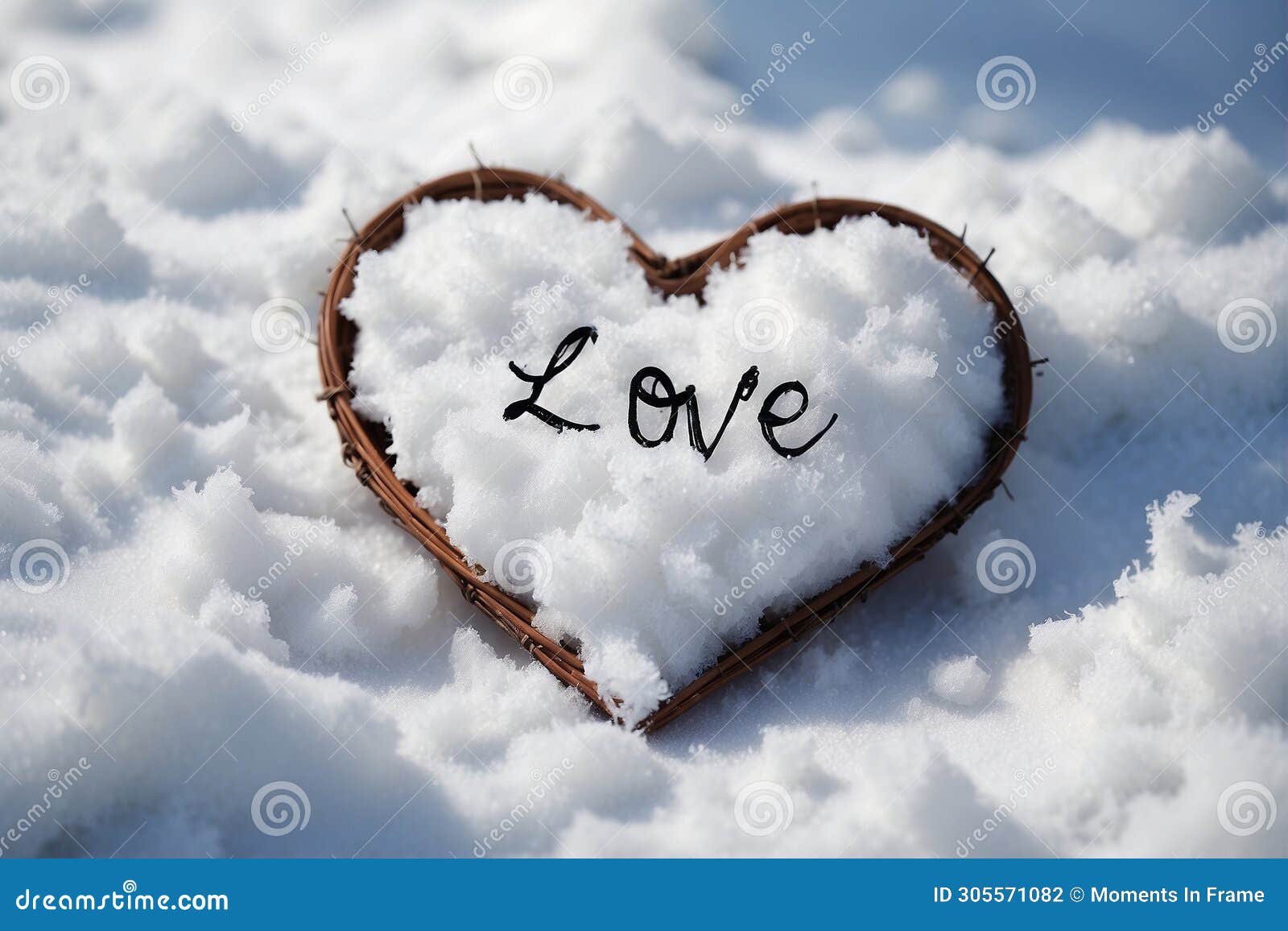 Heart with the Word Love on the Snow Stock Illustration - Illustration ...