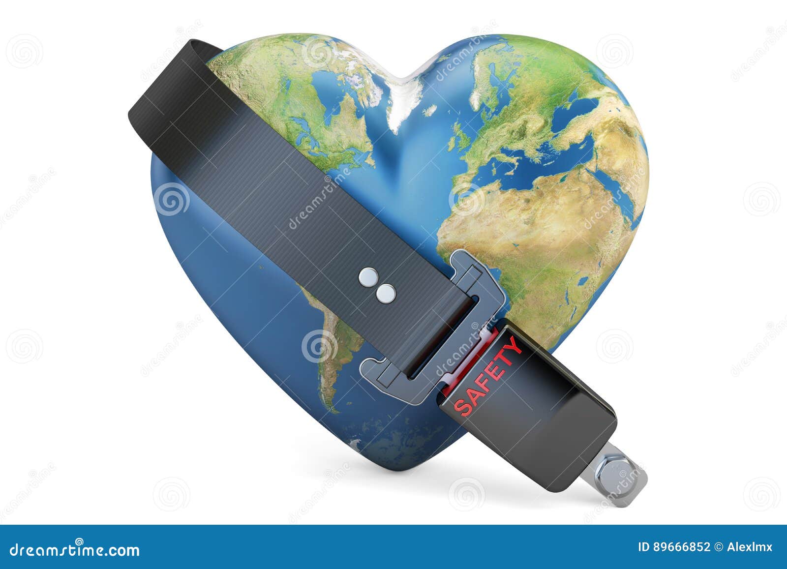 Heart World Globe with Safety Belt, Safety and Secure Concept. 3 Stock ...