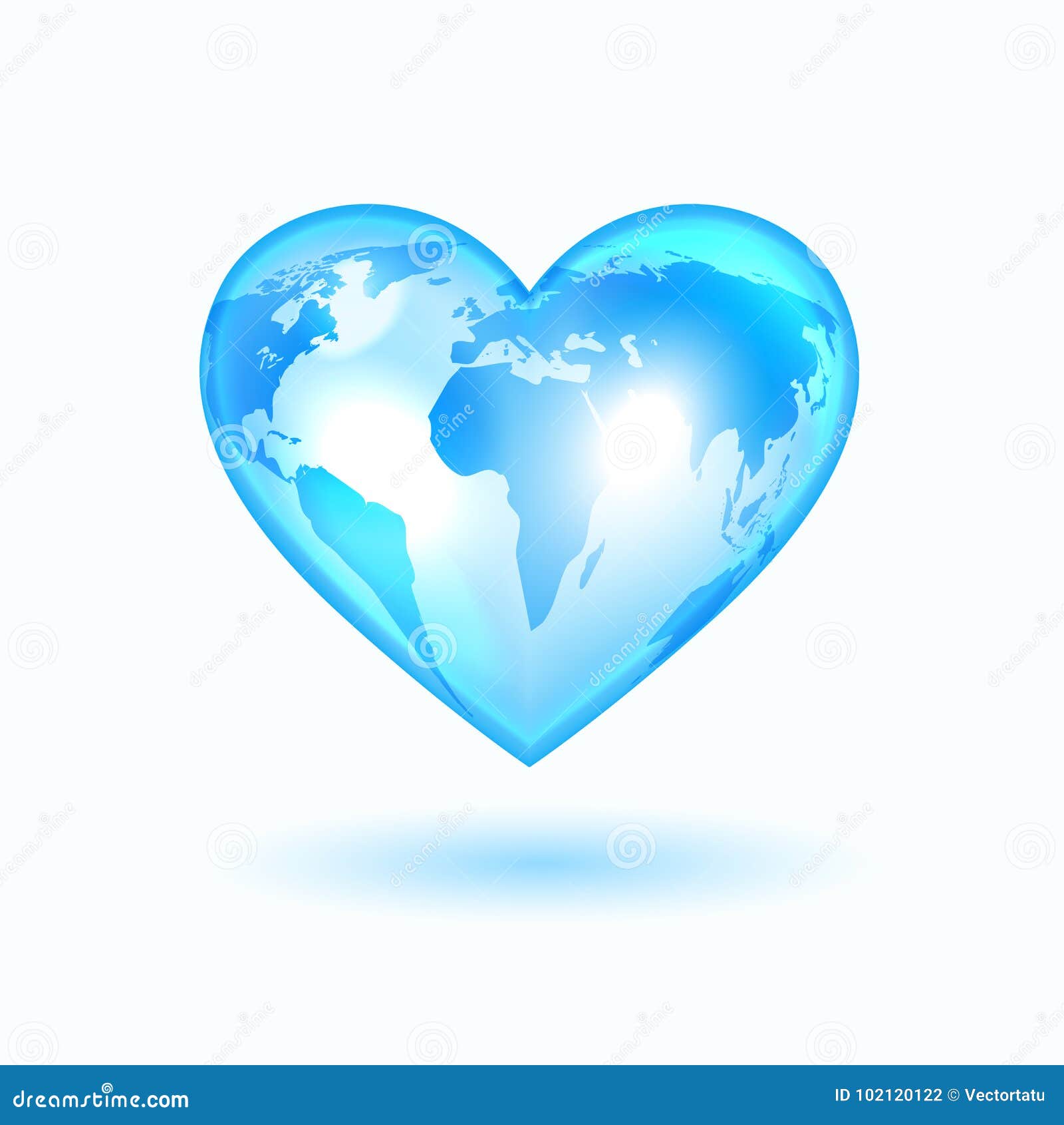 Heart with the world map stock vector. Illustration of earth - 102120122