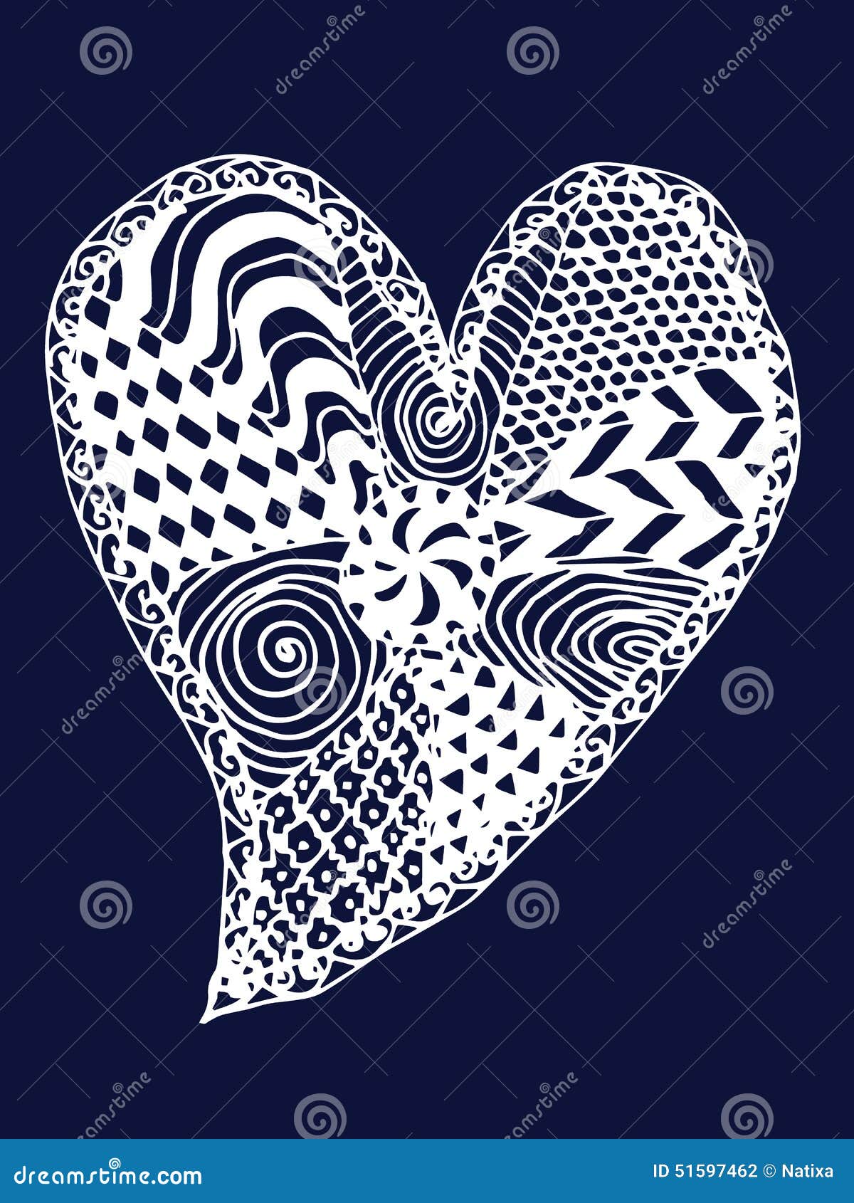 Heart zentangle stock vector. Illustration of abstract - 51597462