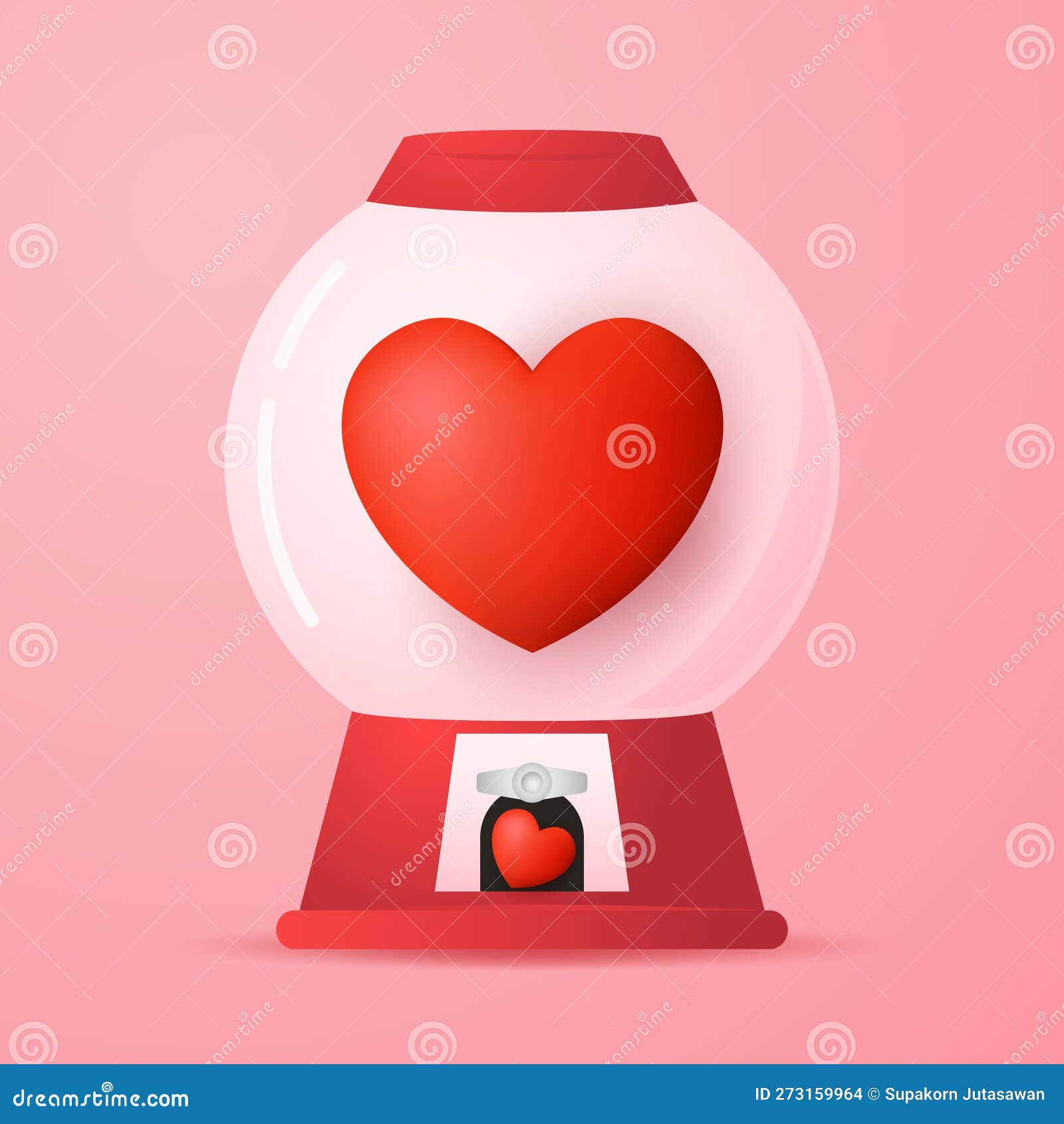 Heart in Vending Machine Filled with Red Blue and White Bubble Gum ...
