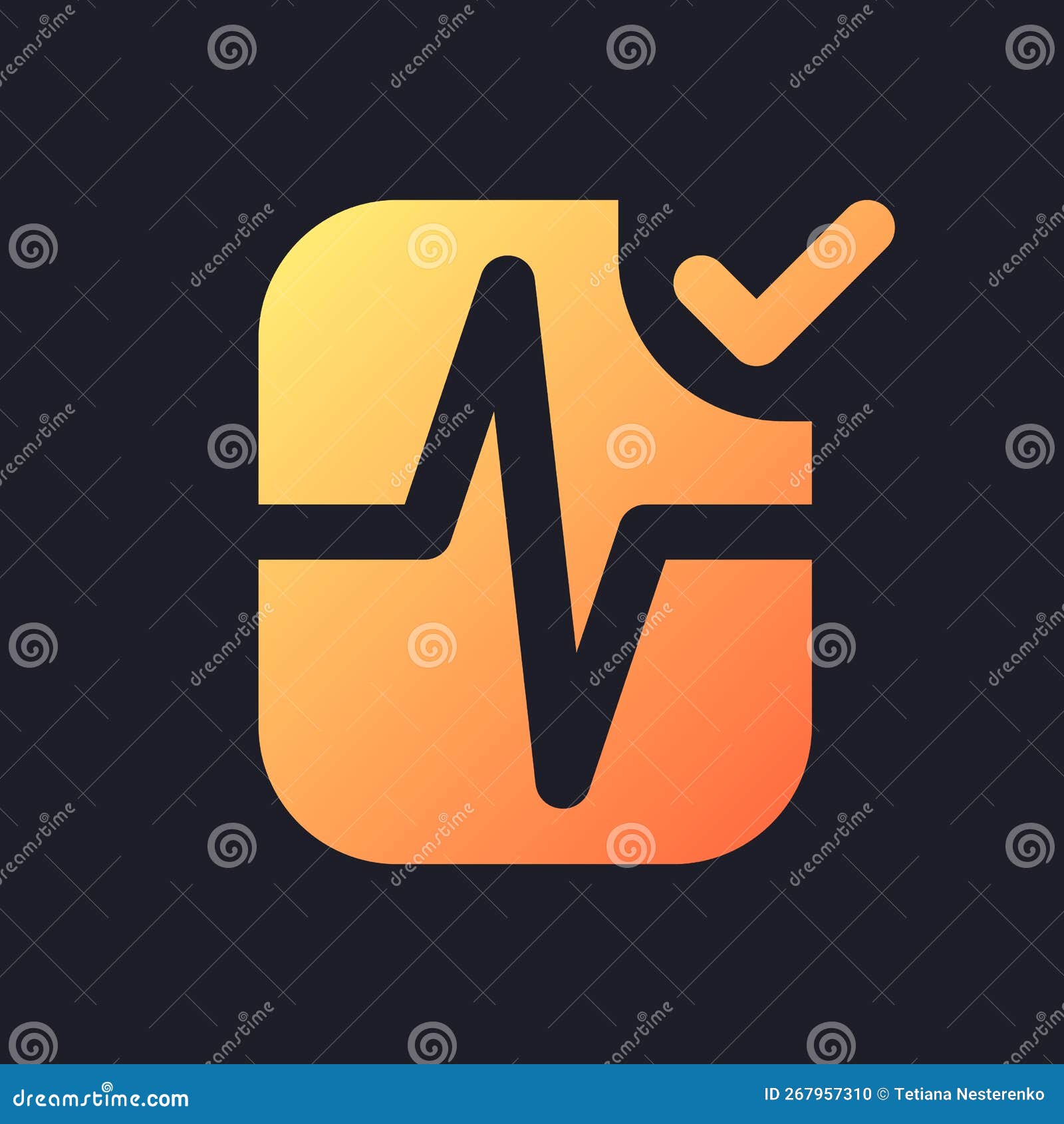 Heartbeat Animation Effect Applying Orange Solid Gradient Ui Icon for Dark Theme Stock Vector ...
