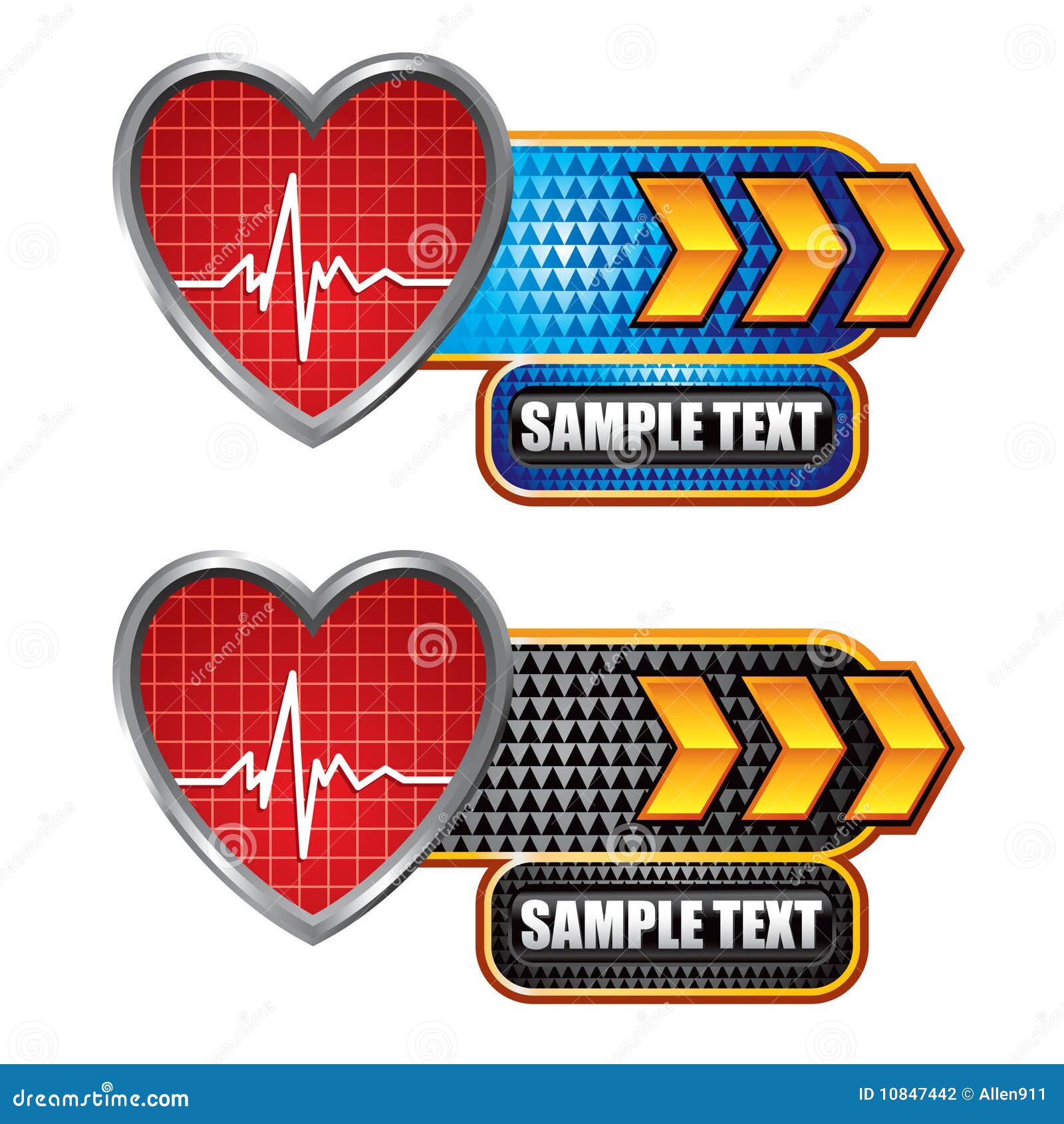 Heartbeat on Blue and Black Arrow Banners Stock Vector - Illustration ...