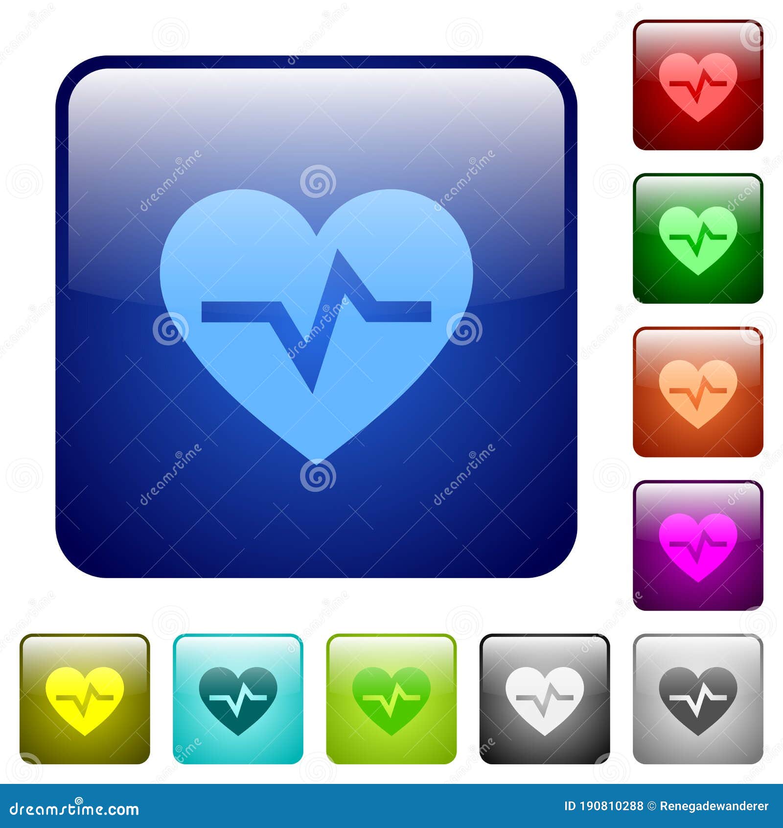 Heartbeat Color Square Buttons Stock Vector - Illustration of diagnosis ...