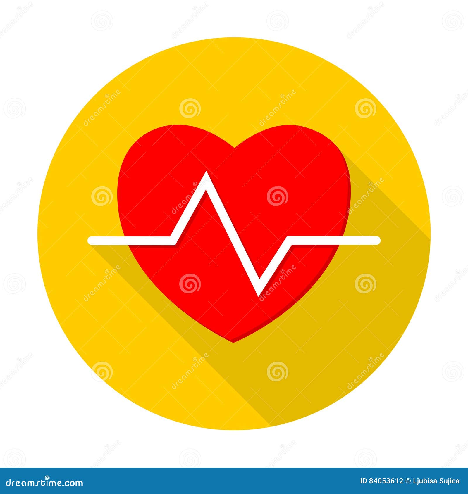 Heartbeat Icon with Long Shadow Stock Vector - Illustration of element ...