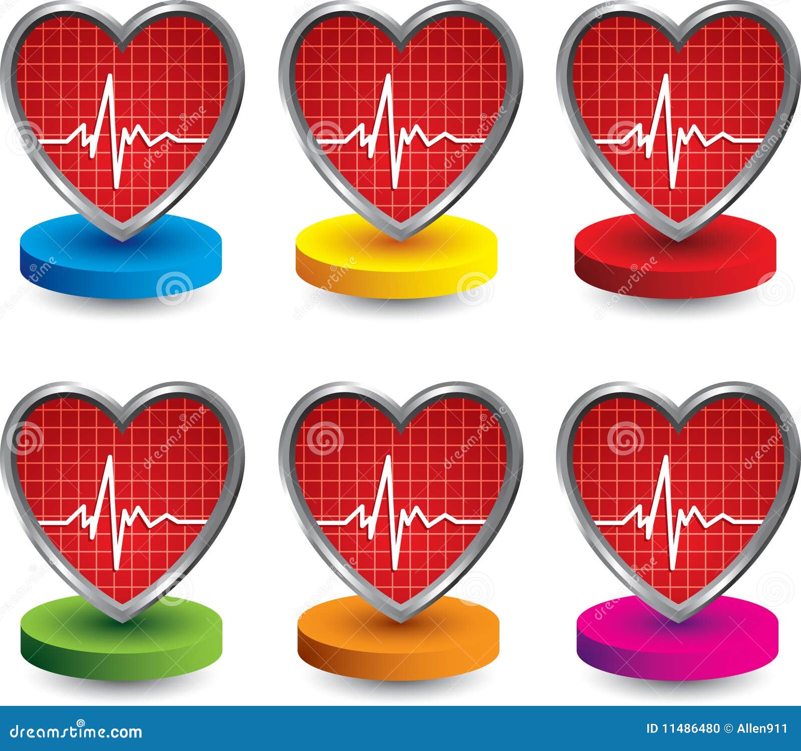 Heartbeat Icons on Colored Discs Stock Vector - Illustration of ...