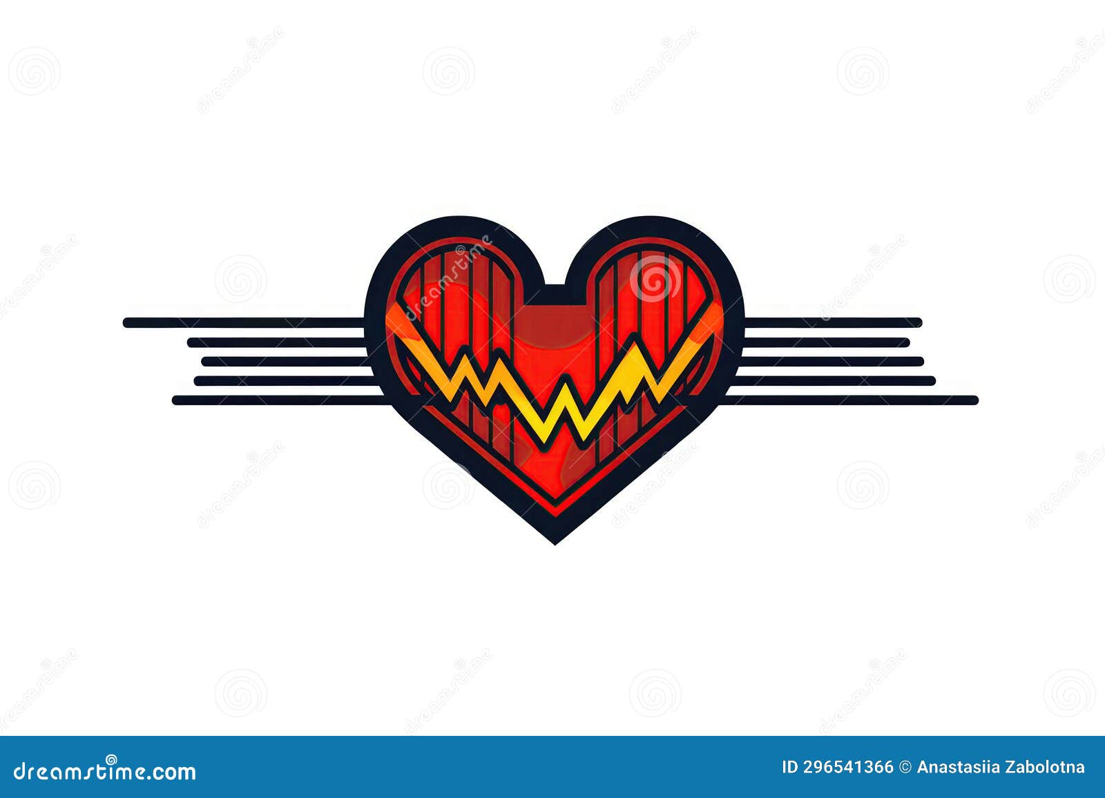 Heartbeat Line Sticker on White Background. Generative AI Stock ...