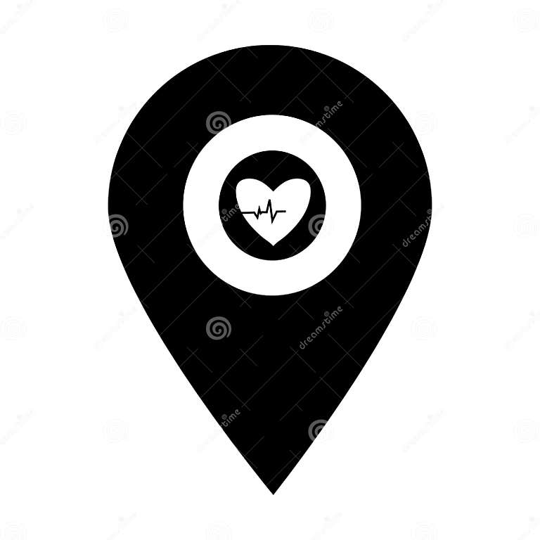 Heartbeat Location Map Pin Icon. Element of Map Point for Mobile ...