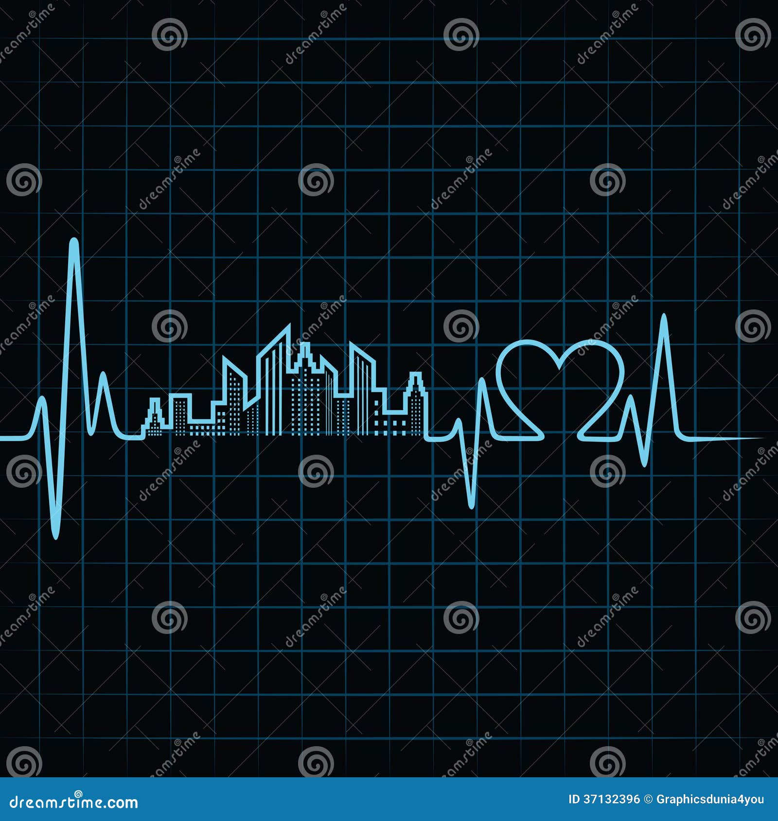 Heartbeat Make a Building Design and Heart Stock Vector - Illustration ...