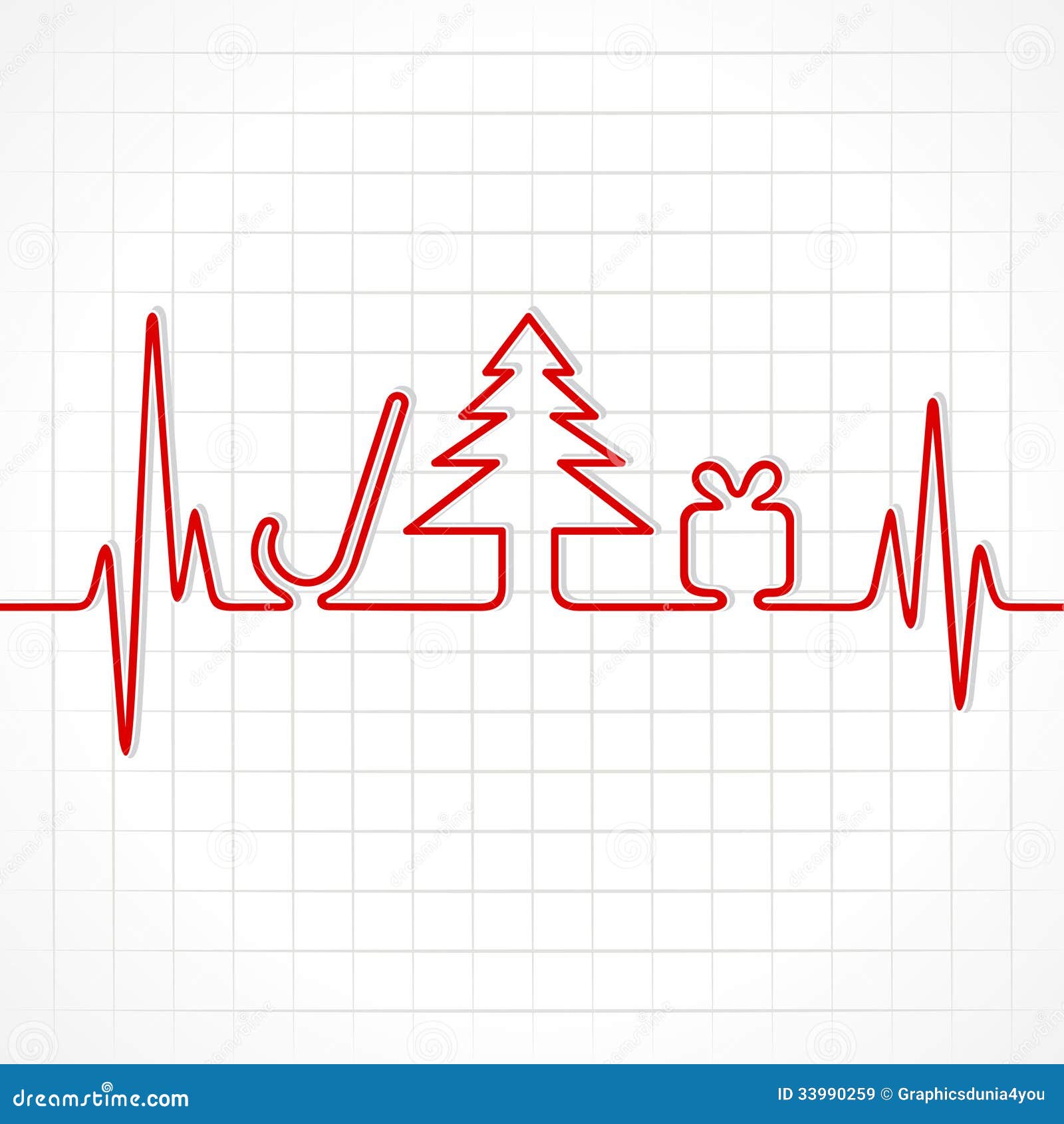 Heartbeat Make Christmas Symbols Stock Vector - Illustration of ...