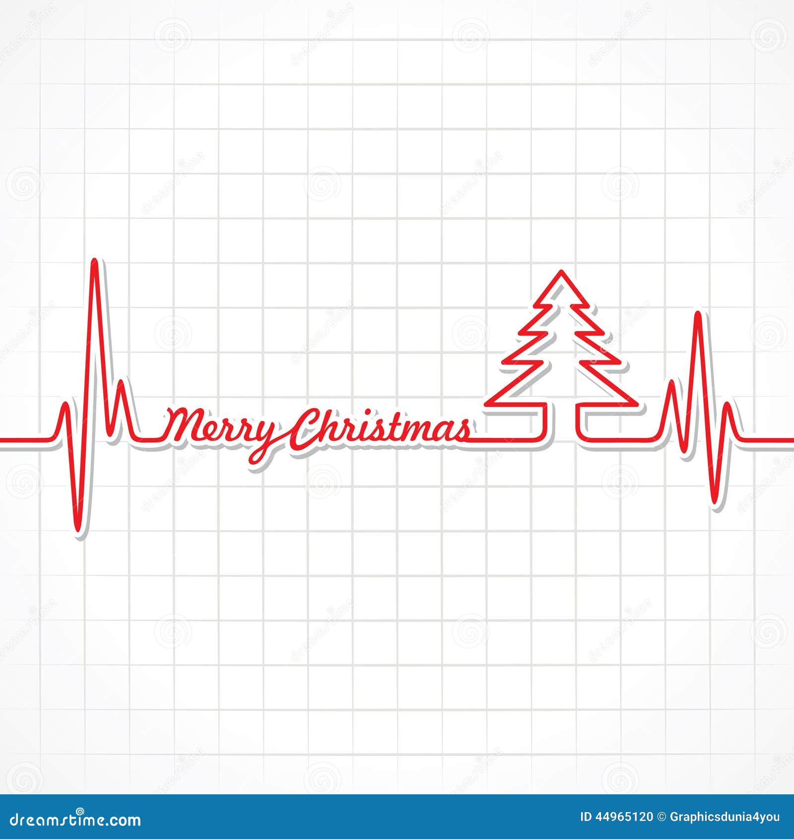 Heartbeat Make Merry Christmas Text and Tree Stock Vector ...