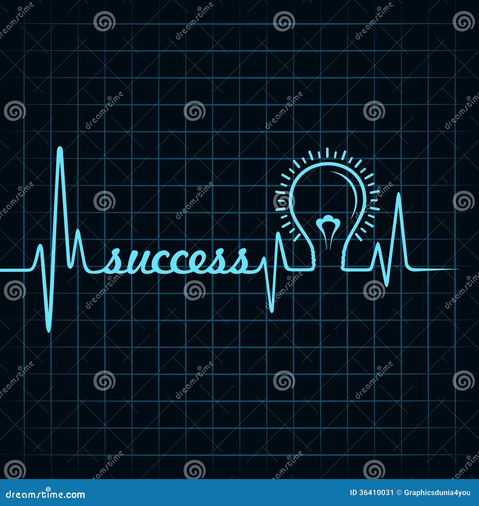 Heartbeat Make Success Word and Light-bulb Stock Vector - Illustration ...