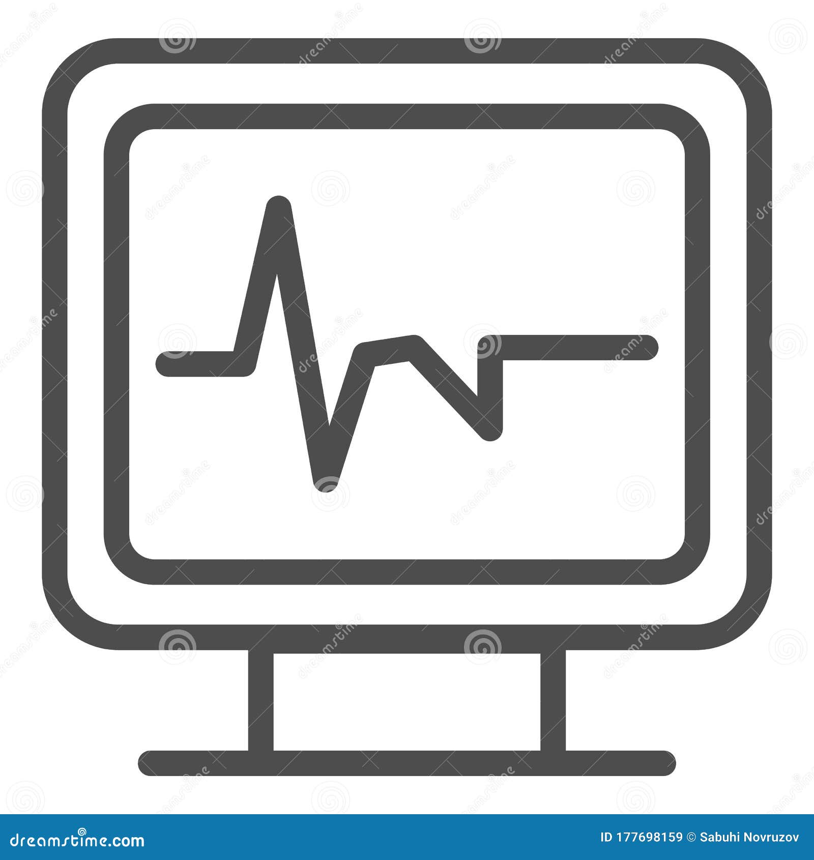 Heartbeat Monitoring Line Icon. Pulse on Screen, Cardiogram Monitor ... Heartbeat Monitoring Line Icon. Pulse on Screen, Cardiogram Monitor ...