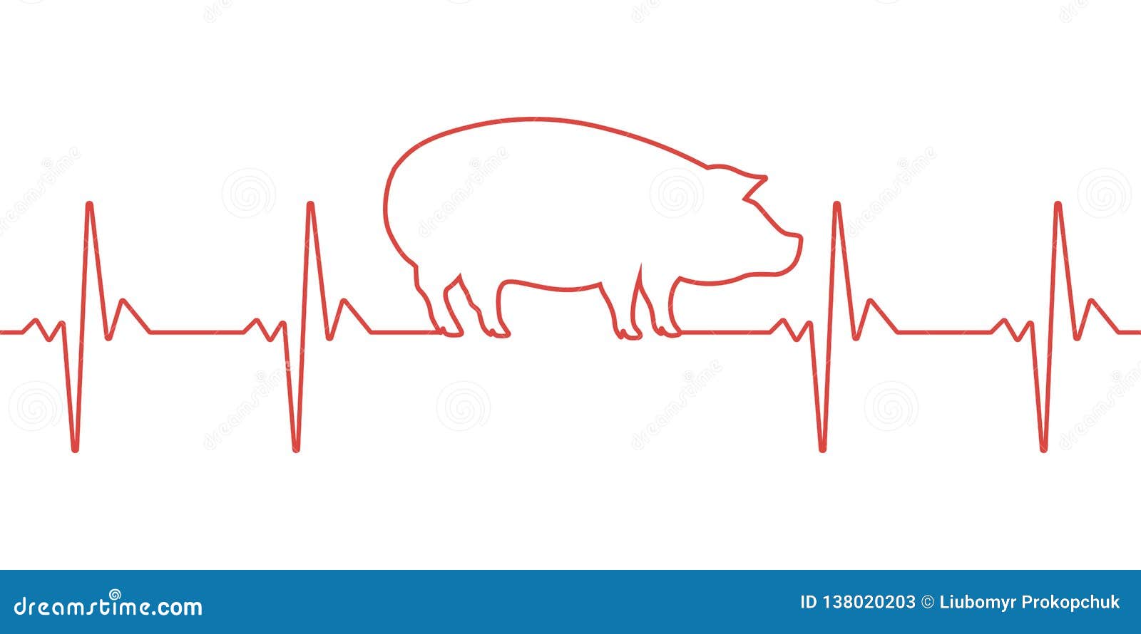 Heartbeat Pulse with Pig Silhouette Stock Vector - Illustration of icon ...