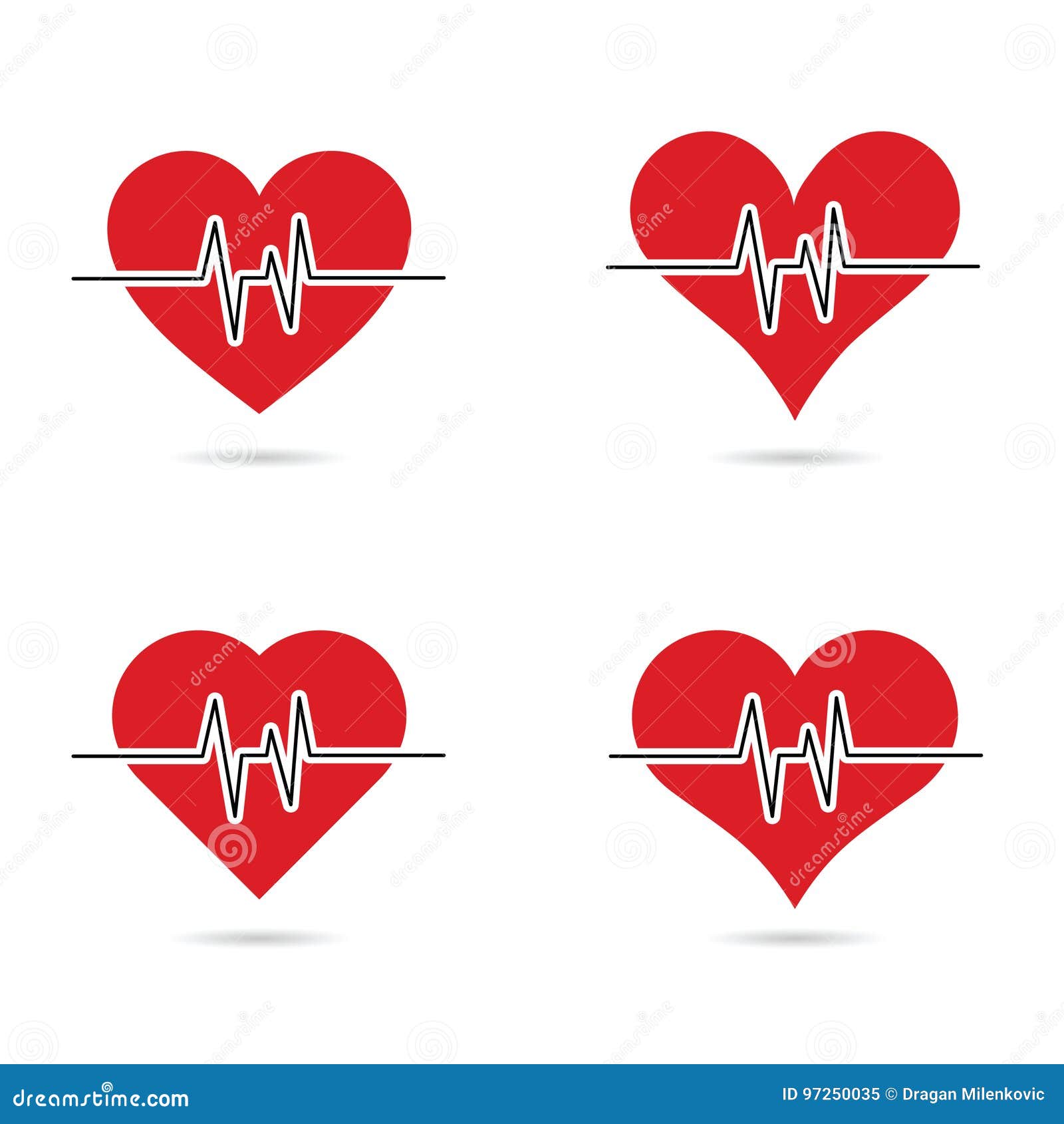 Heartbeat Set in Red Color Illustration Stock Vector - Illustration of ...