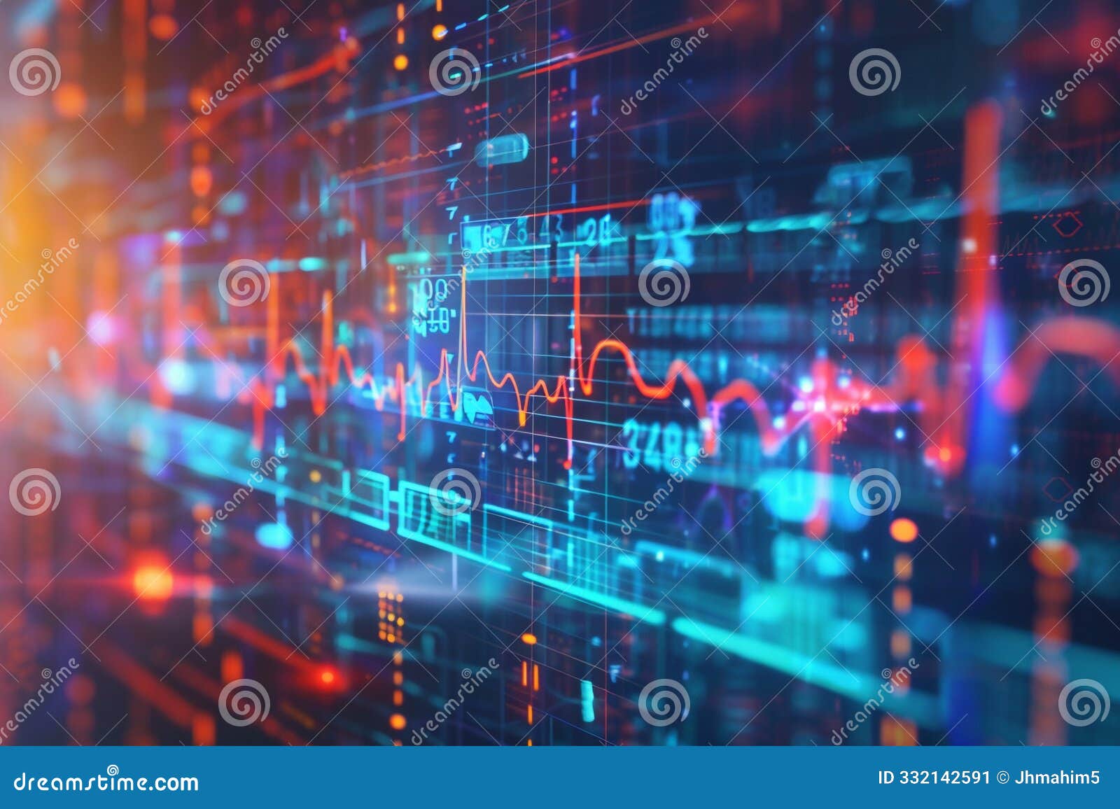 Heartbeat Waveform with AI Code Background a Close View of Modern Heart ...