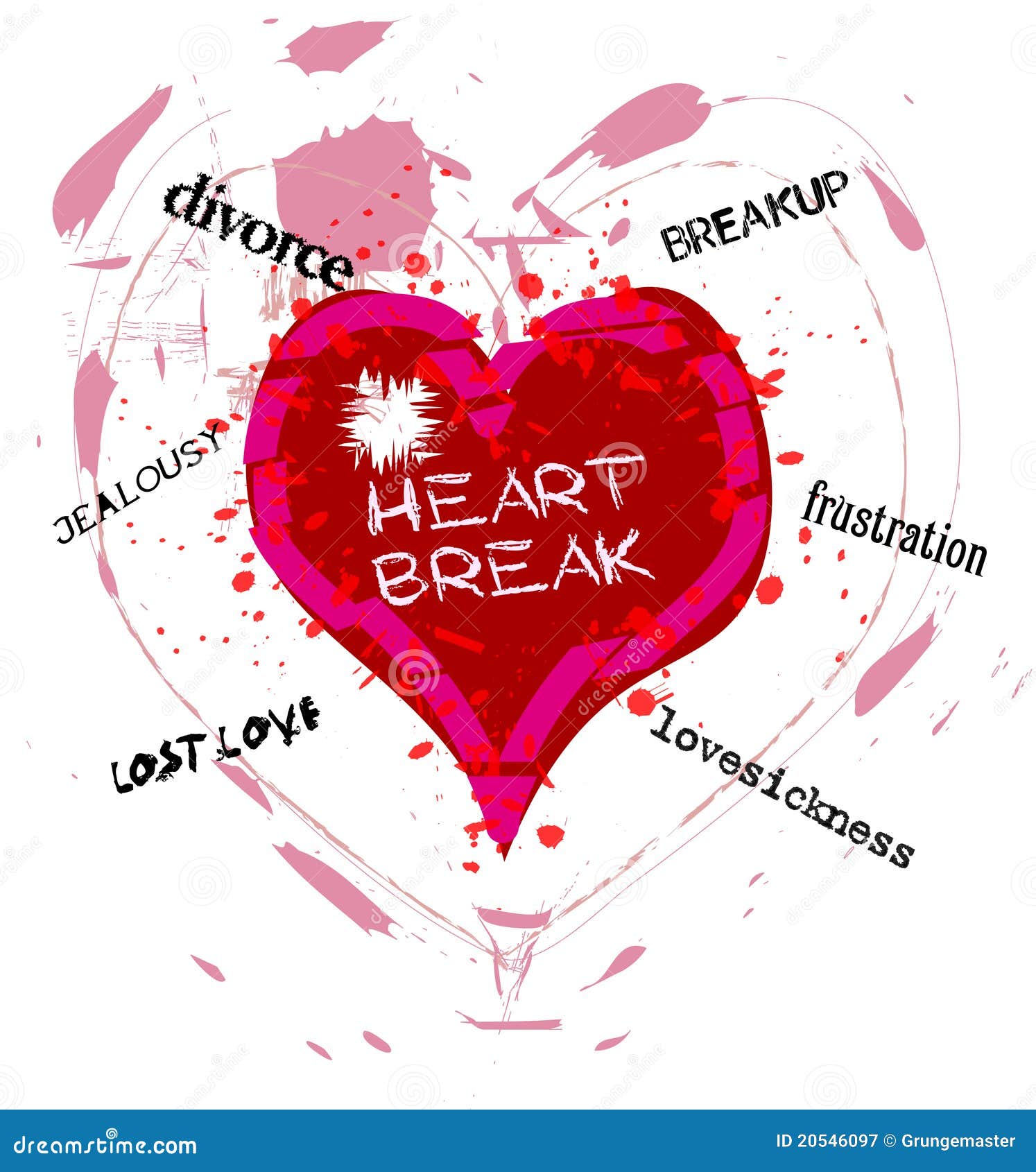 Heartbreak And Life - Pictured As A Word Heartbreak And A Wreck Ball To ...