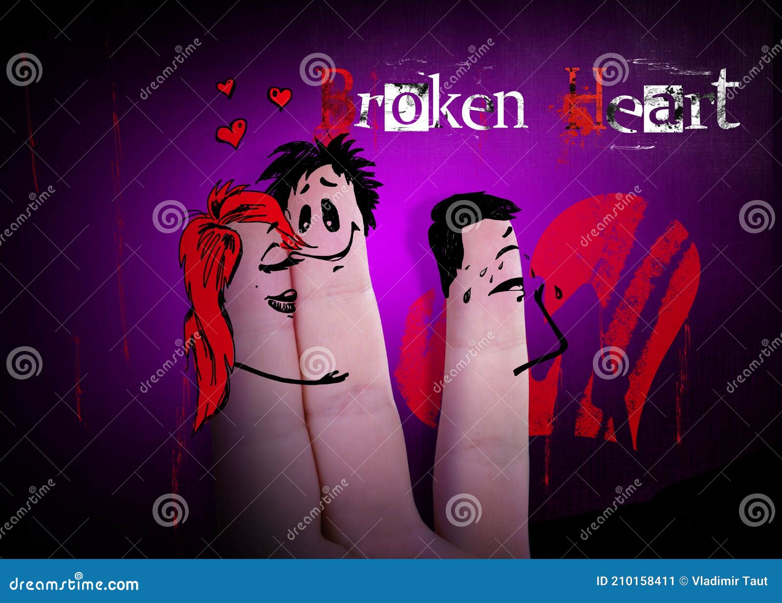 Broken Heart Love And Valentines Day Concept 3d Illustration Stock