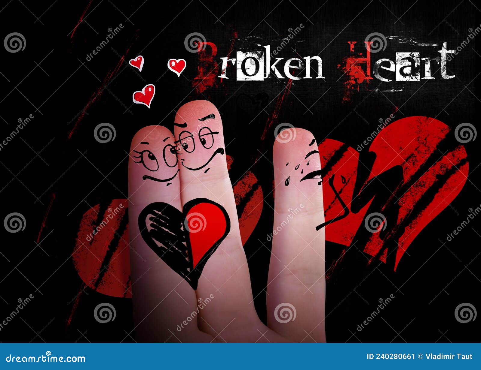 Broken Heart Love And Valentines Day Concept 3d Illustration Stock