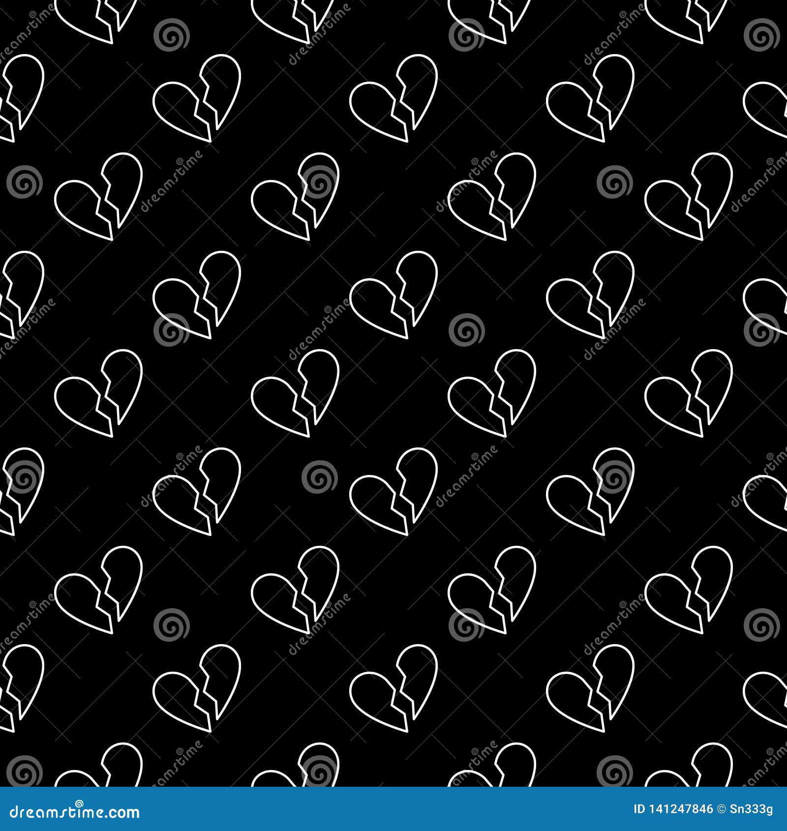Heartbreak Vector Concept Dark Outline Seamless Pattern Stock Vector ...