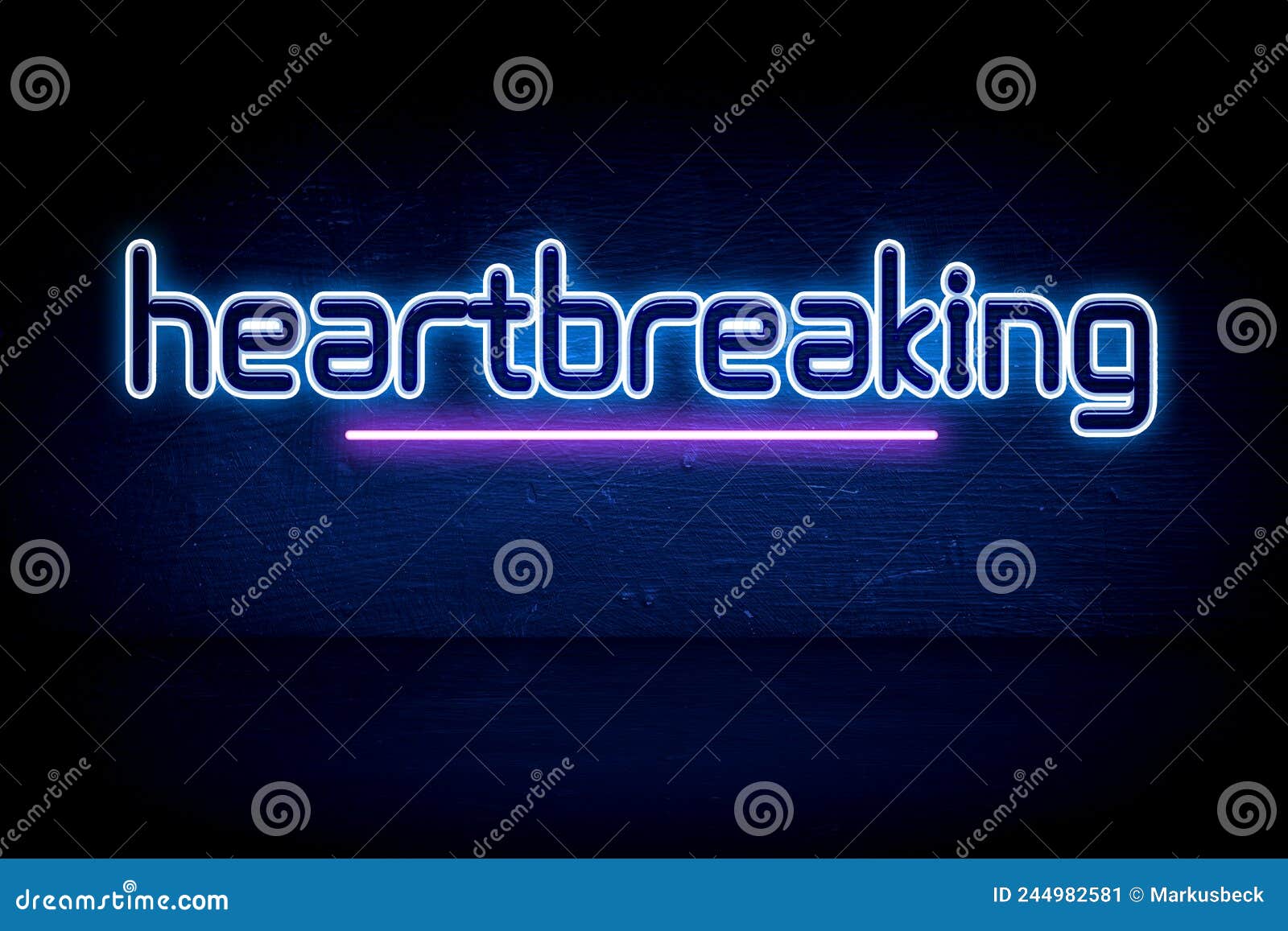 Heartbreaking - Blue Neon Announcement Signboard Stock Image - Image of ...