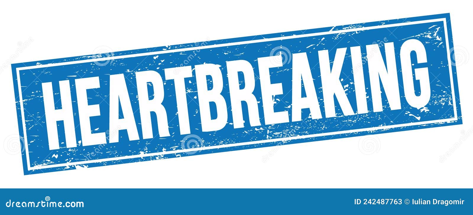 HEARTBREAKING Text on Blue Grungy Rectangle Stamp Stock Illustration ...