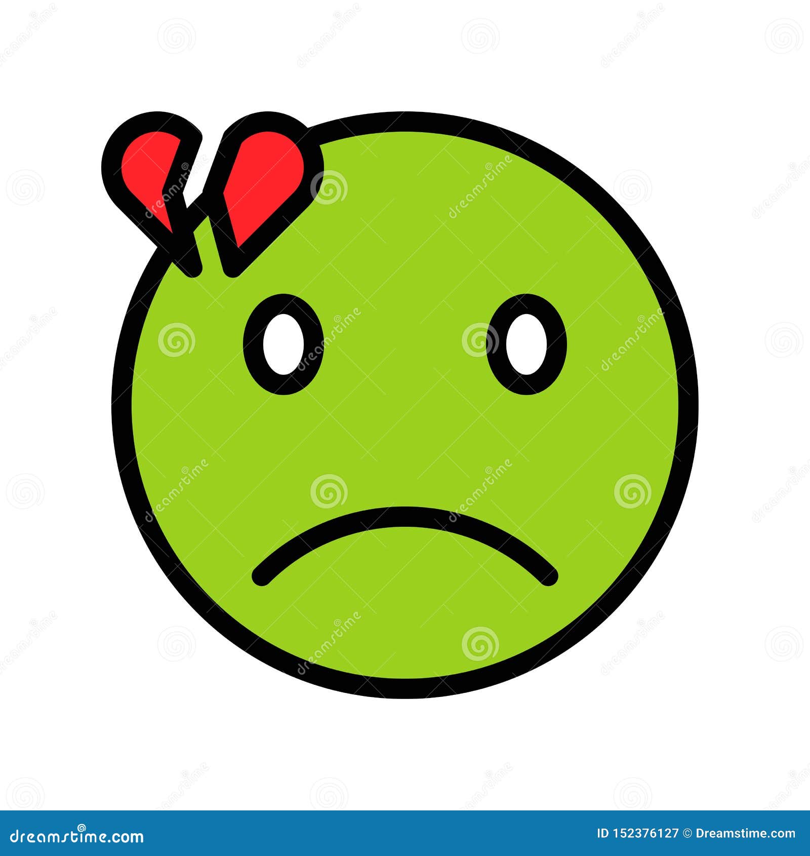 Heartbroken Face Vector Illustration, Filled Style Icon Editable ...