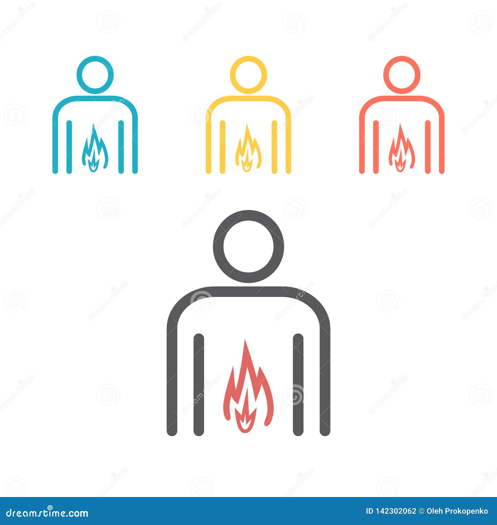 Heartburn Line Icon. Vector Signs for Web Graphics. Stock Vector ...