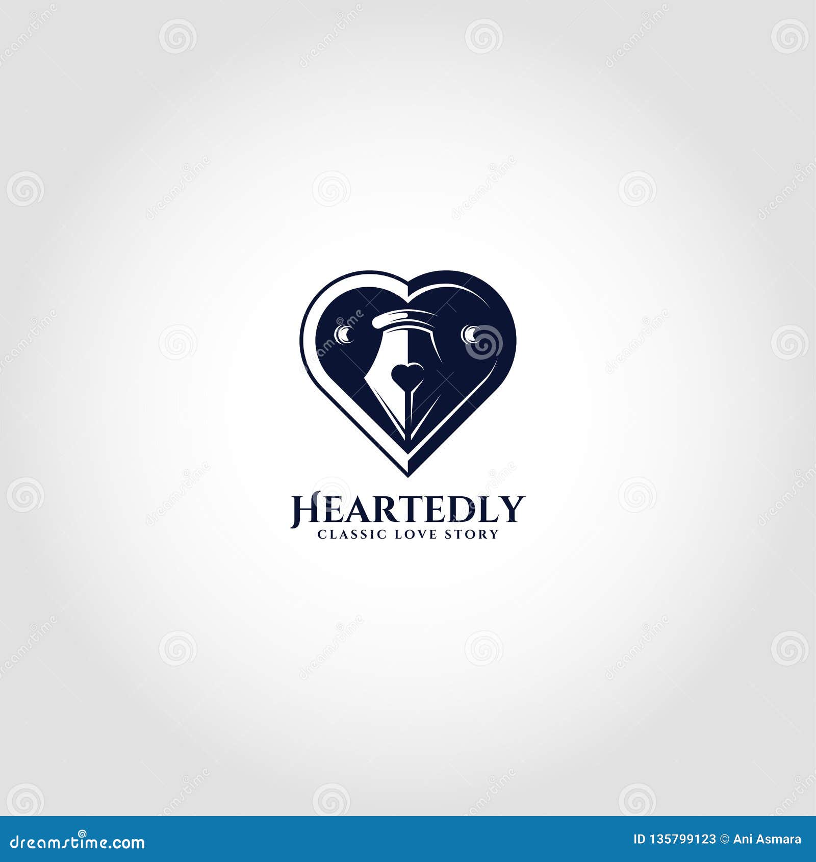 Heartedly - Classic Love Story Logo Stock Vector - Illustration of ...