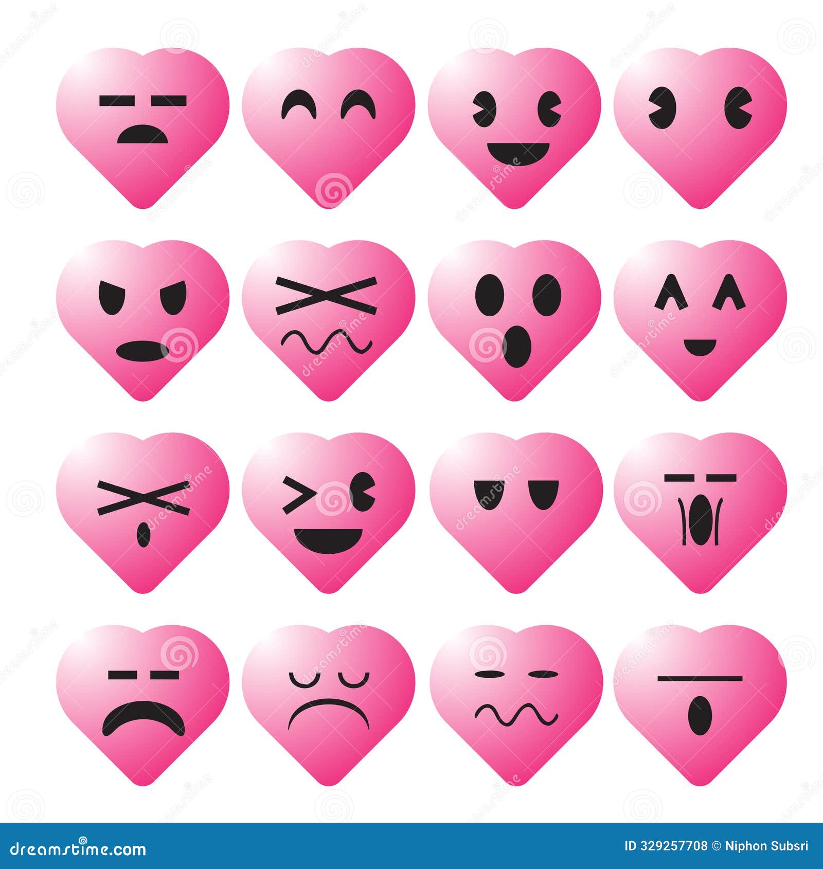 Hearth Emotion Icons for Love or Valentine Concept Stock Vector ...