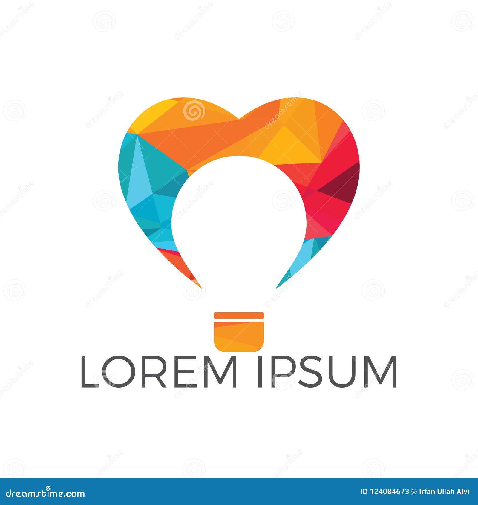 Heartlight Logo Design. stock vector. Illustration of lamp - 124084673