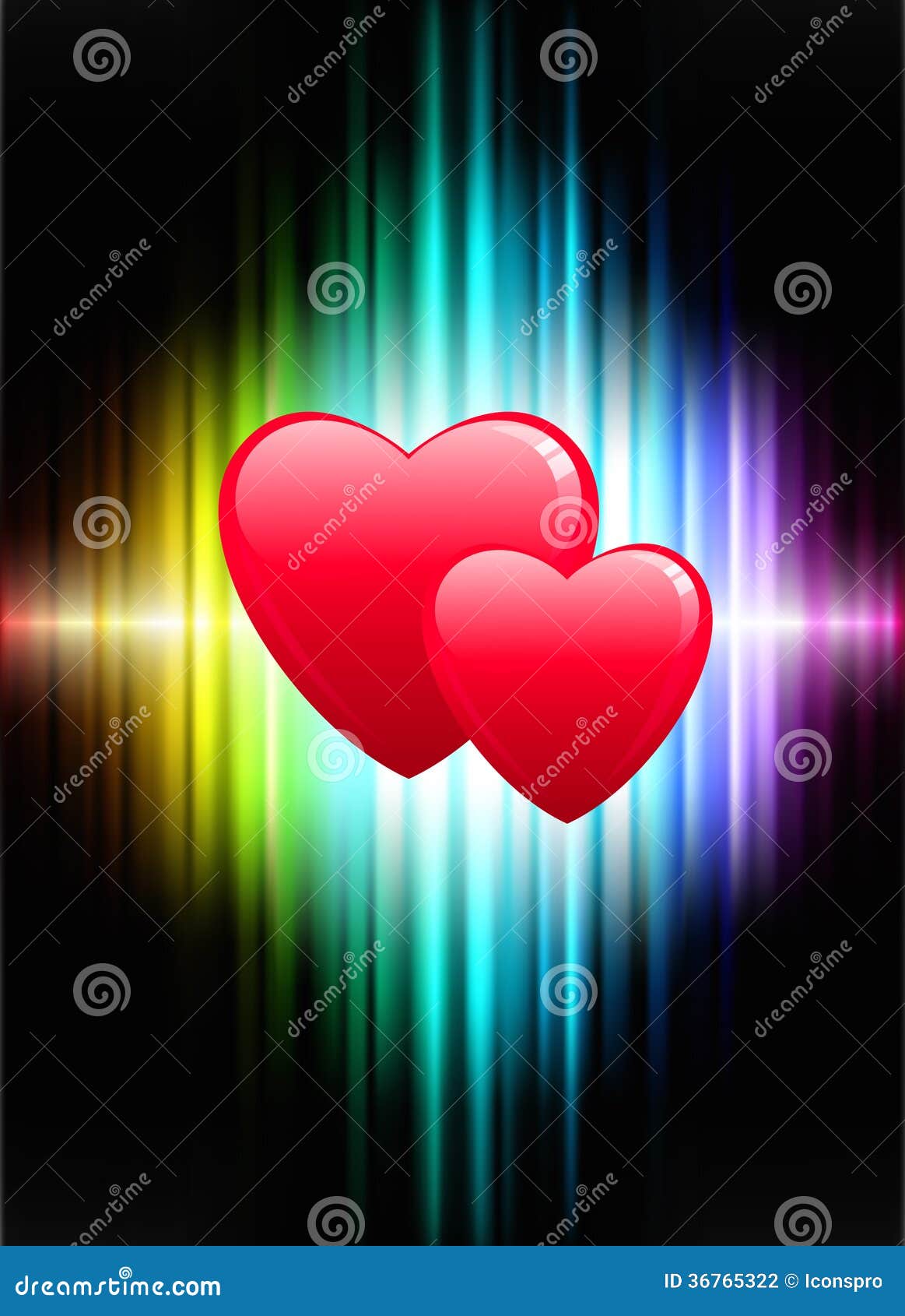 Hearts on Abstract Spectrum Background Stock Illustration ...