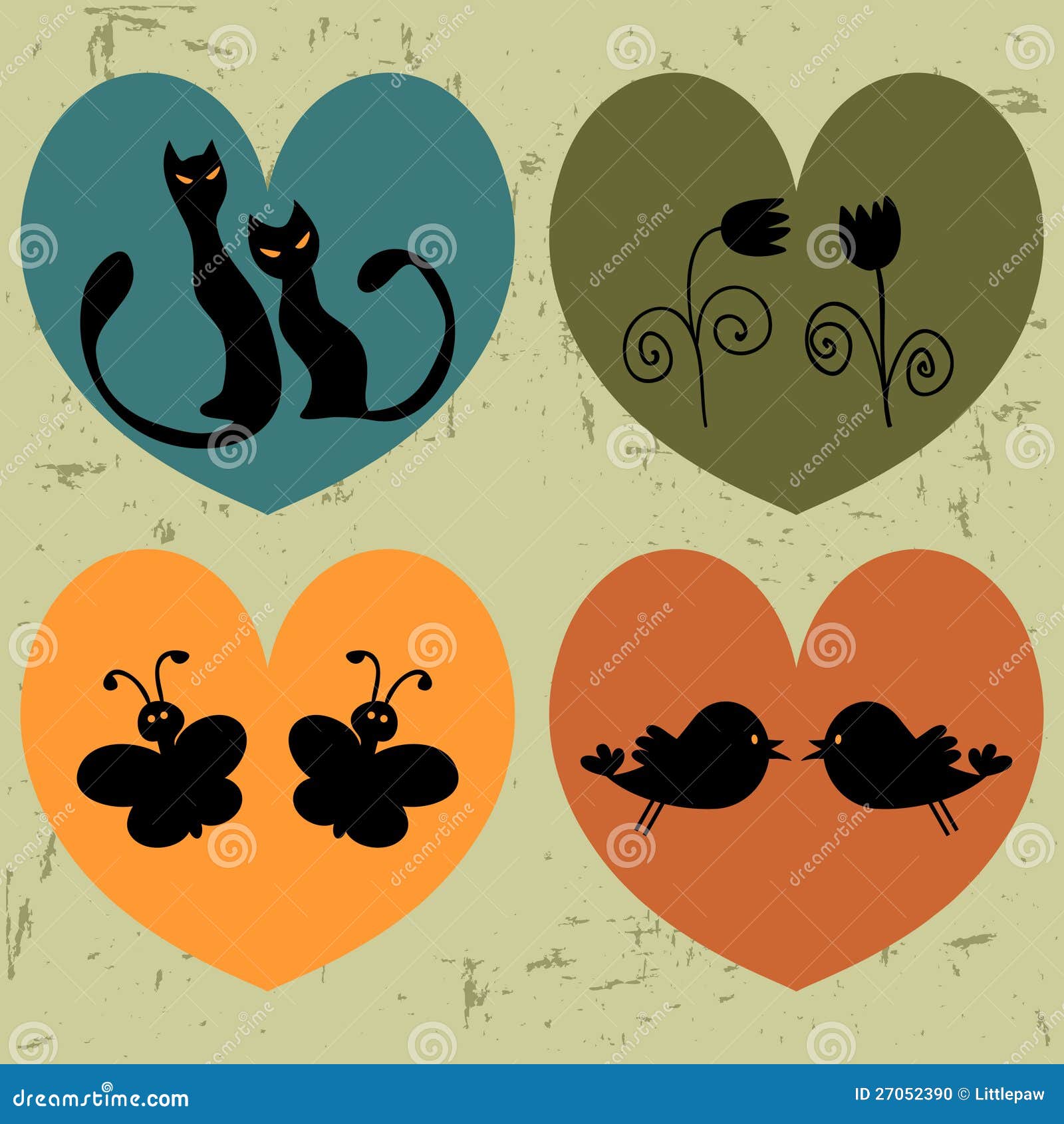 Hearts with animals set stock vector. Illustration of childish - 27052390