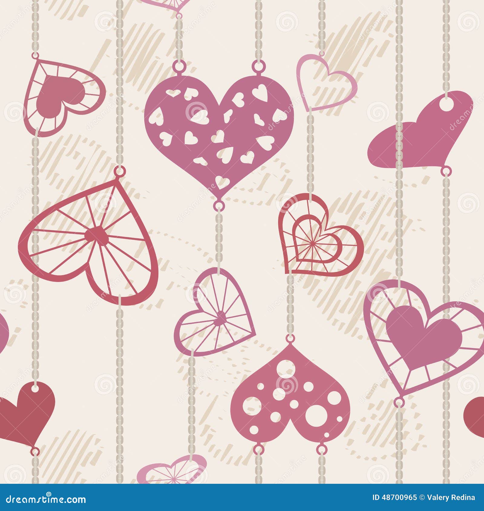 Hearts Attached To a Chain of. Stock Vector - Illustration of seamless ...