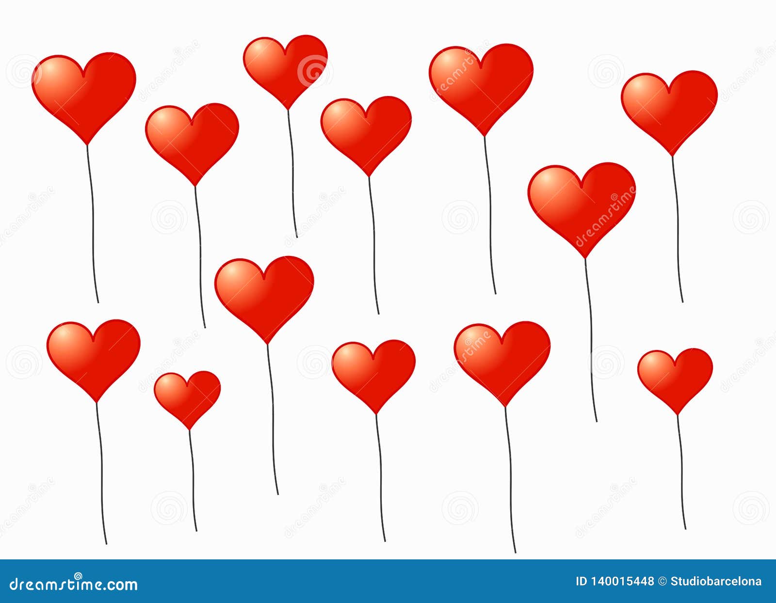 Hearts Baloons Flying in the Air Stock Vector - Illustration of ...